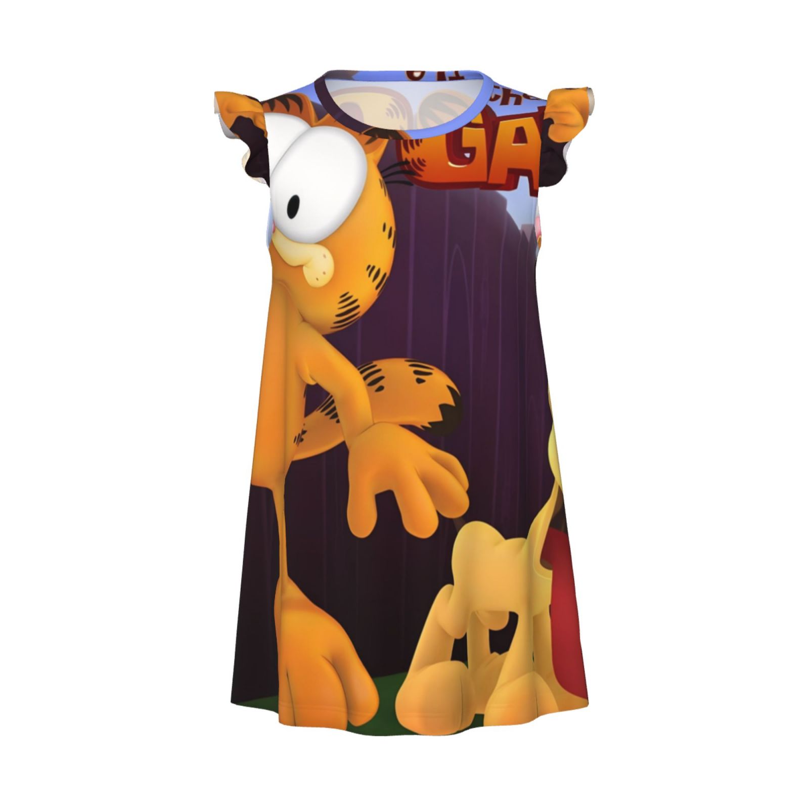 Horeoi Garfield Print Girls Princess Nightgowns Flutter Sleeves Night ...