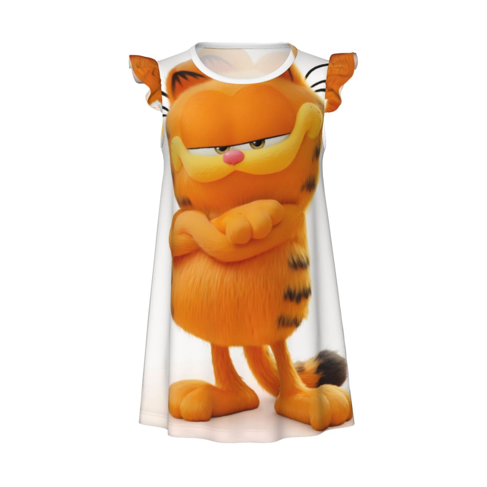 Horeoi Garfield Print Girls Princess Nightgowns Flutter Sleeves Night ...