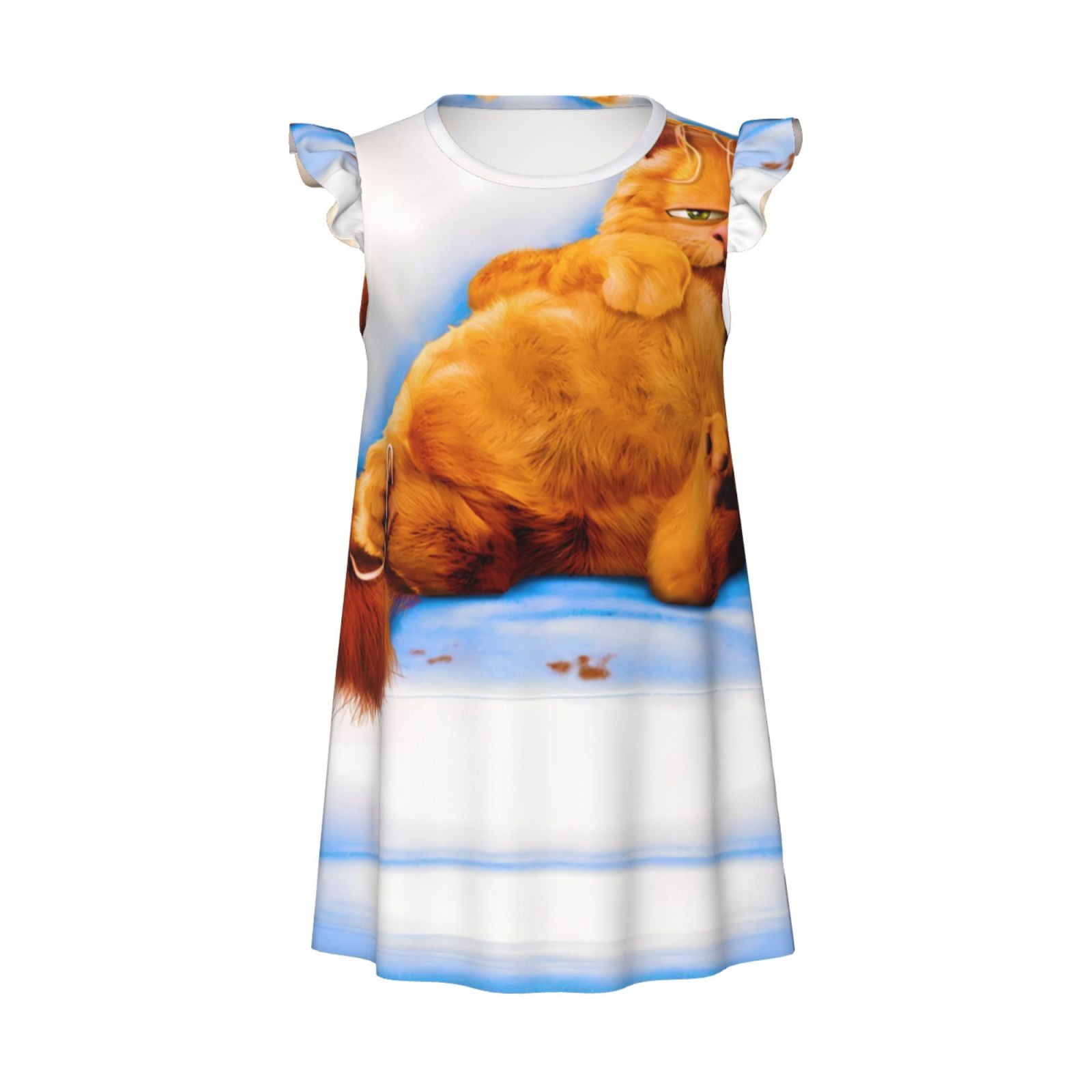 Luyuia Garfield Print Girls' Princess Nightgown, Flutter Sleeve ...