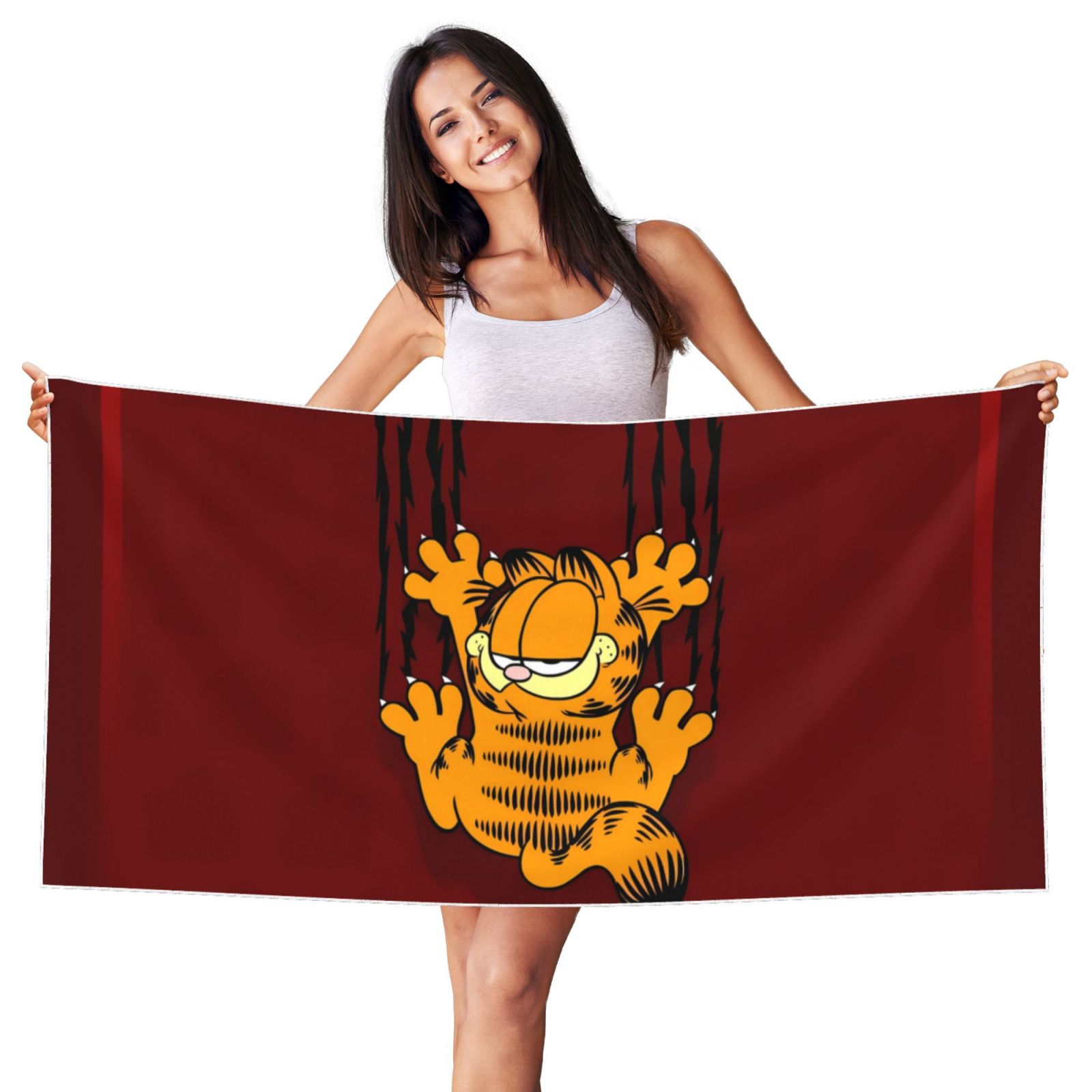 Horeoi Garfield Print Silver Fox Velvet Beach Towel Towel for Home ...