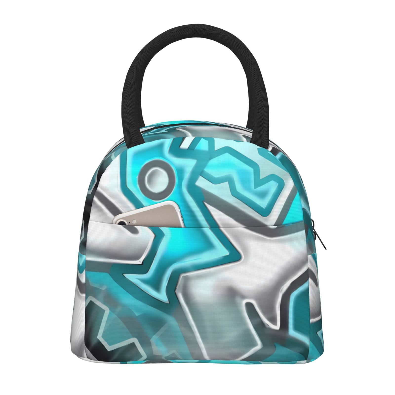 Horeoi Geometry Dash Pattern Lunch Box Insulated Lunch Bag Lunchbox ...
