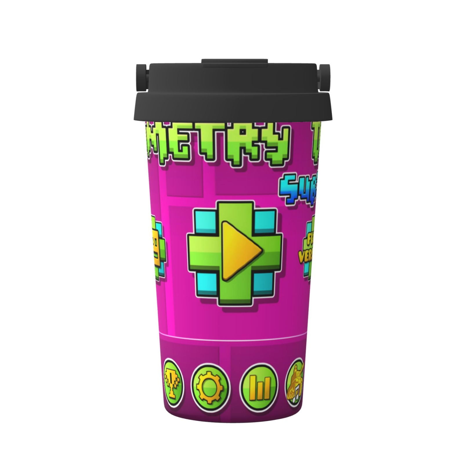 Horeoi Geometry Dash Print Coffee Travel Mug Spill Proof Leak Proof ...