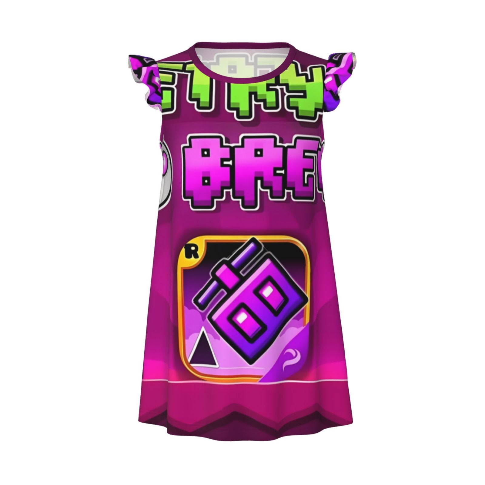 Horeoi Geometry Dash Print Girls Princess Nightgowns Flutter Sleeves ...