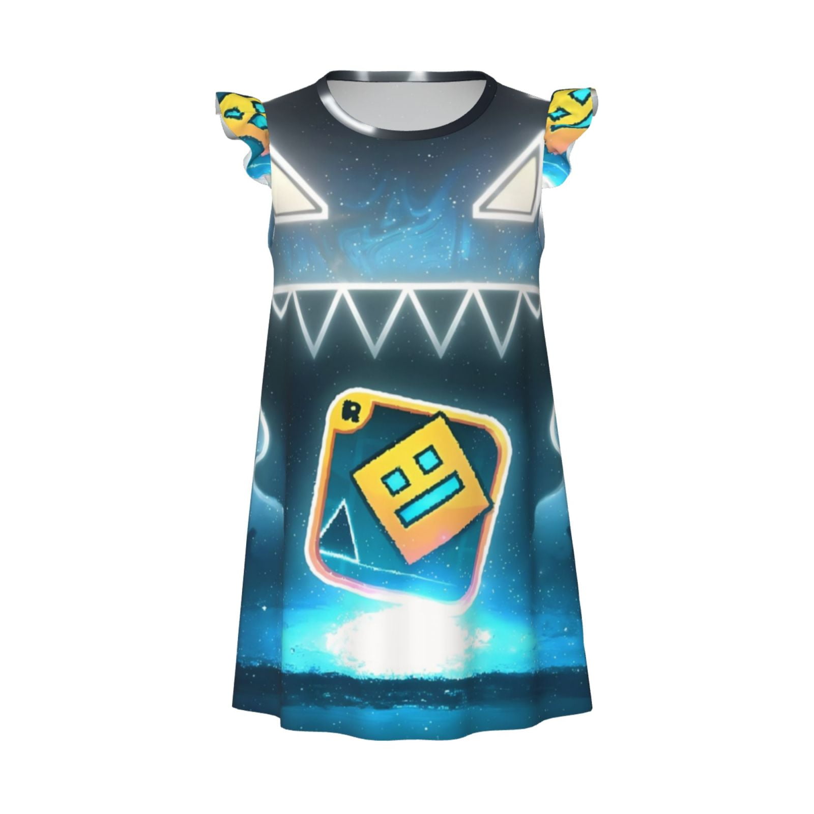 Horeoi Geometry Dash Print Girls Princess Nightgowns Flutter Sleeves ...