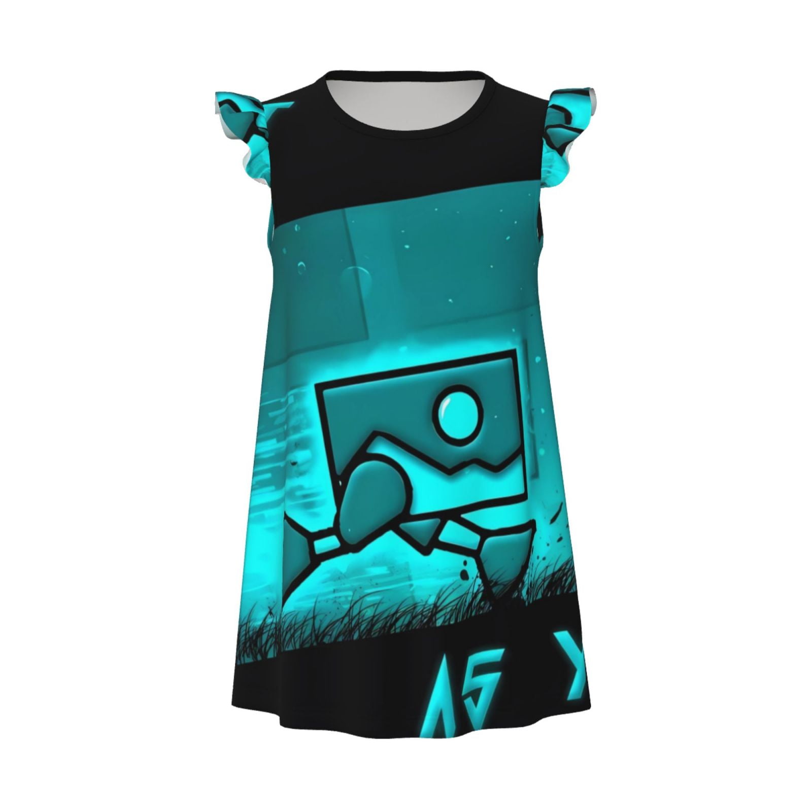 Horeoi Geometry Dash Print Girls Princess Nightgowns Flutter Sleeves ...