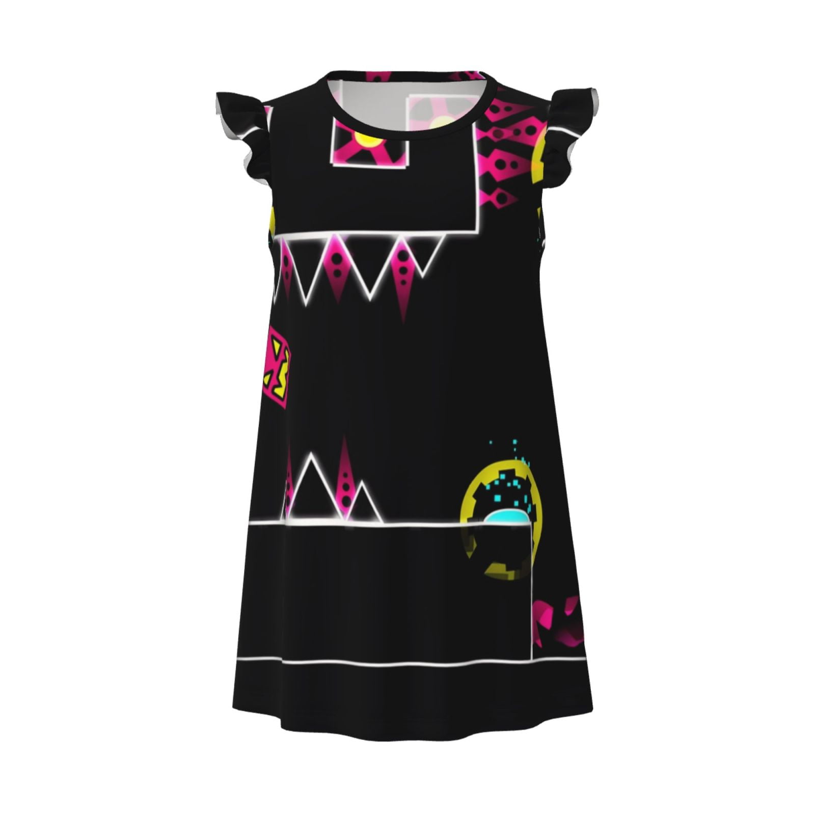 Horeoi Geometry Dash Print Girls Princess Nightgowns Flutter Sleeves ...