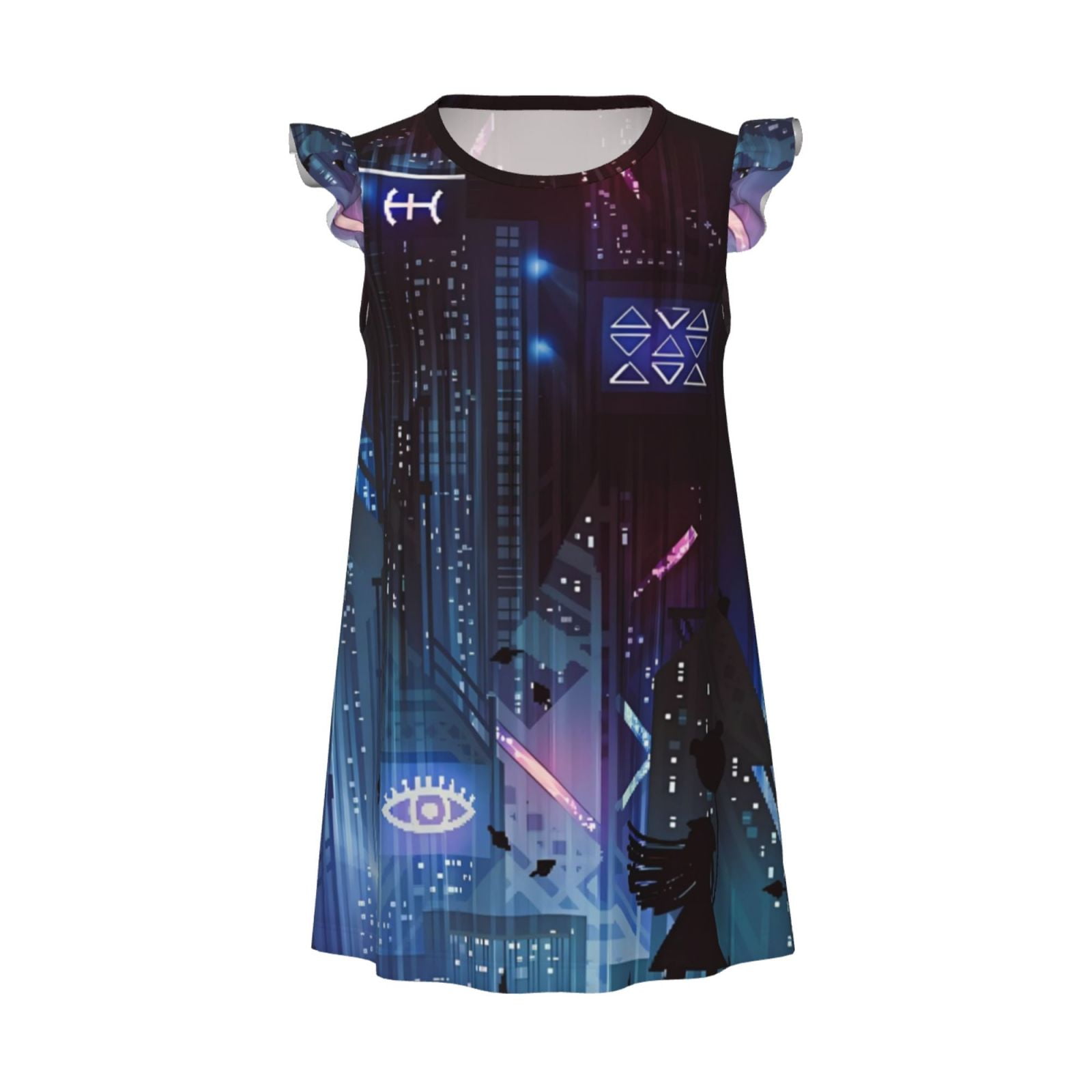 Horeoi Geometry Dash Print Girls Princess Nightgowns Flutter Sleeves ...