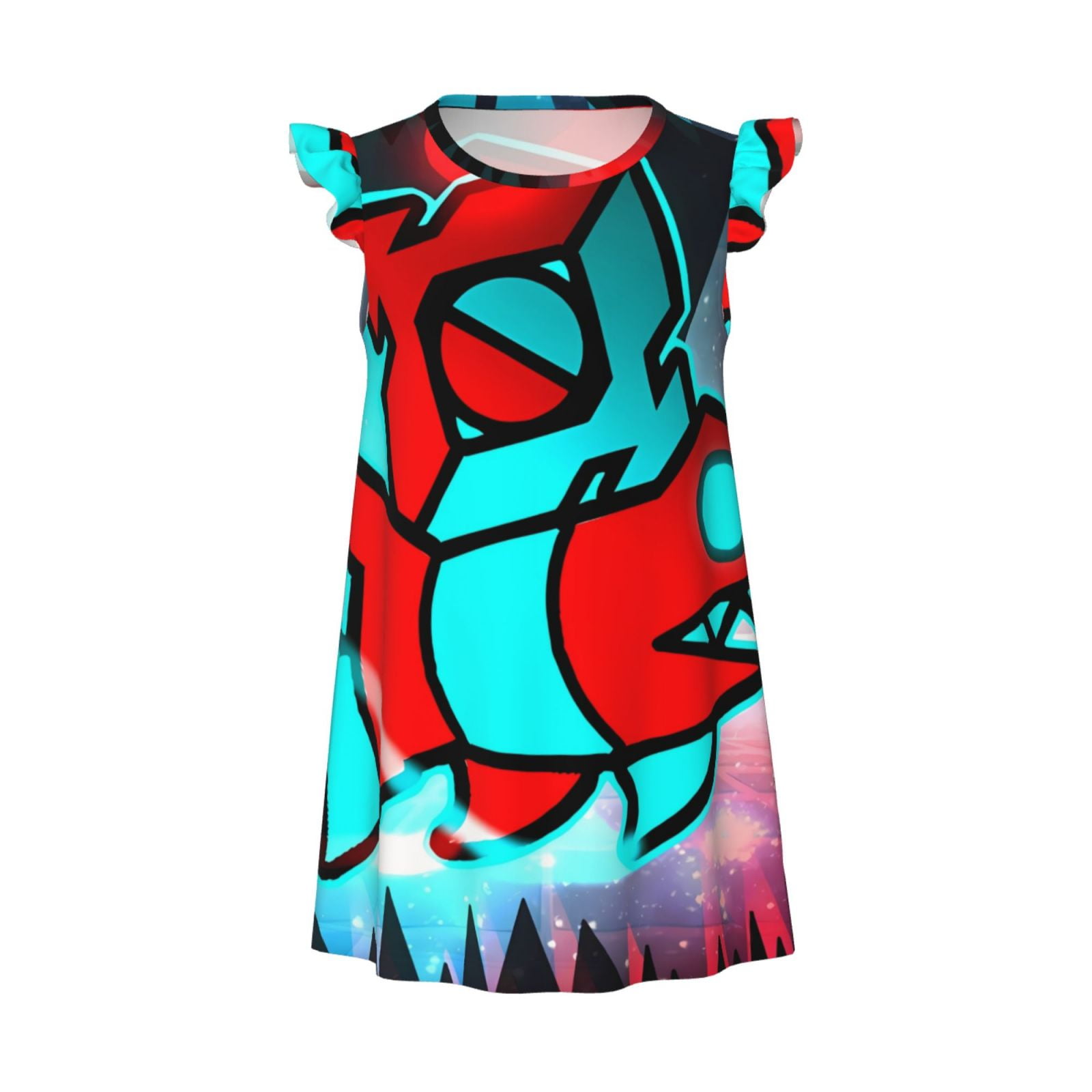 Horeoi Geometry Dash Print Girls Princess Nightgowns Flutter Sleeves ...