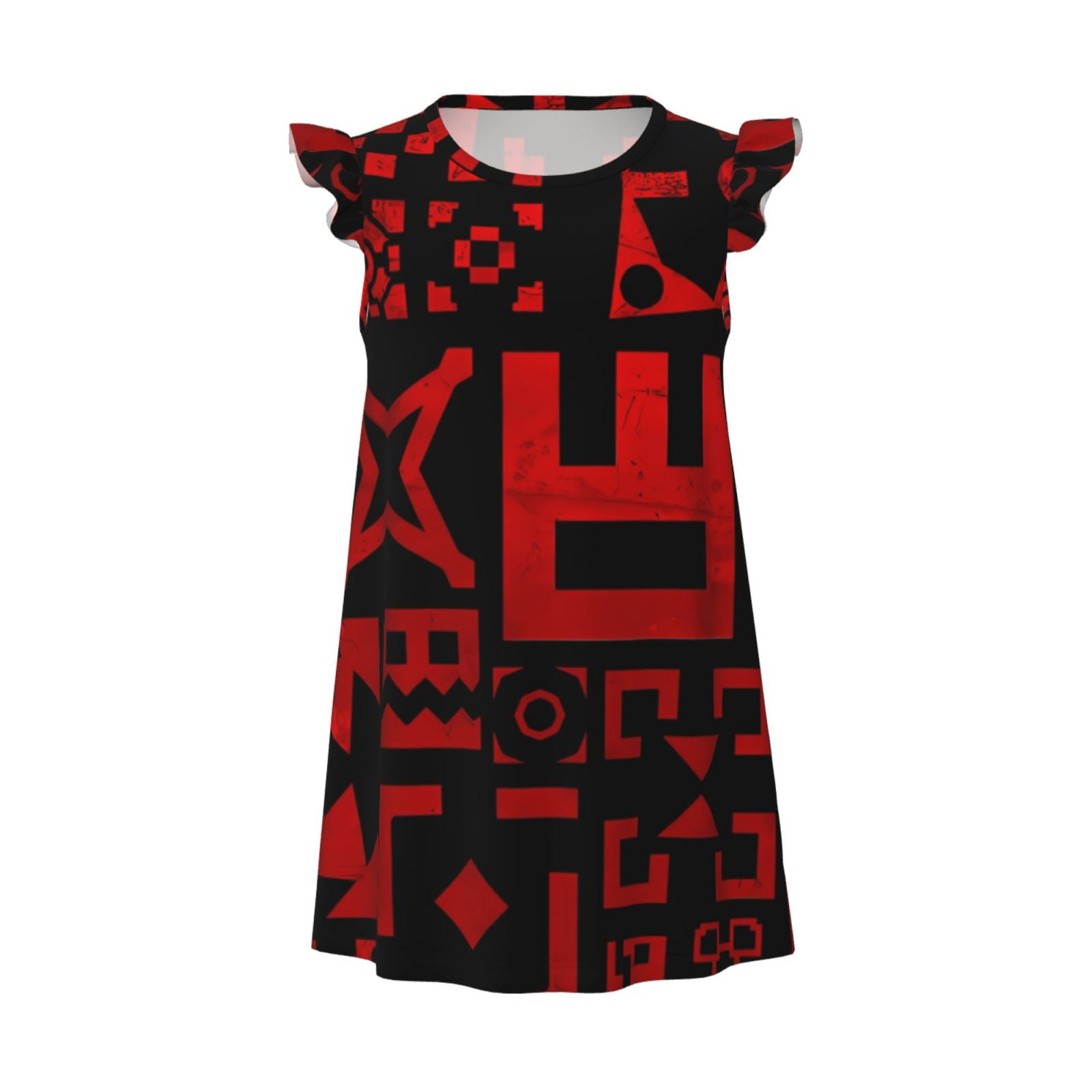 Horeoi Geometry Dash Print Girls Princess Nightgowns Flutter Sleeves ...