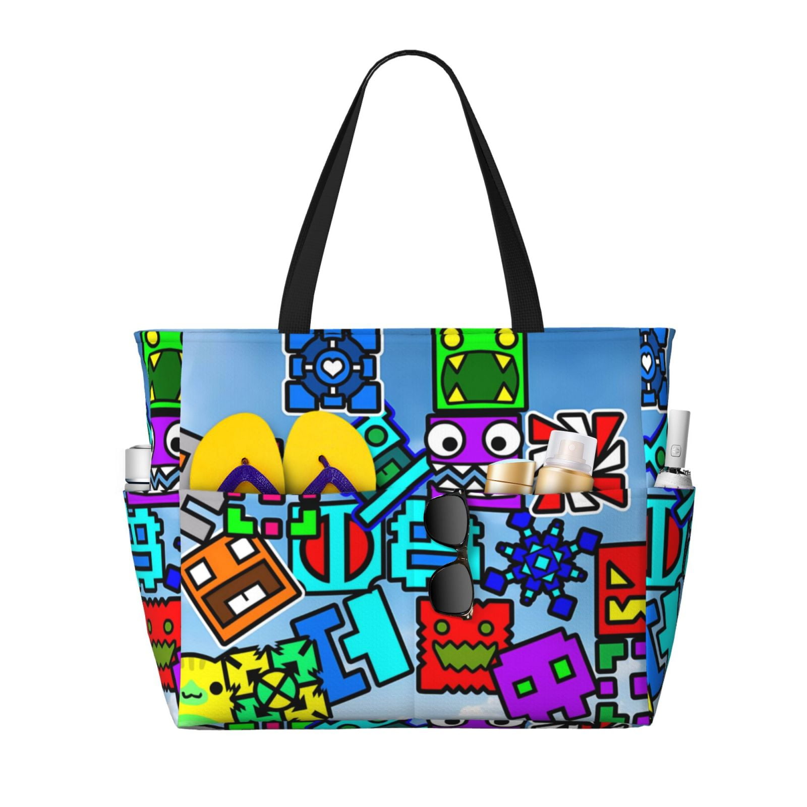 Horeoi Geometry Dash Print Large Capacity Beach Travel Bag Waterproof ...