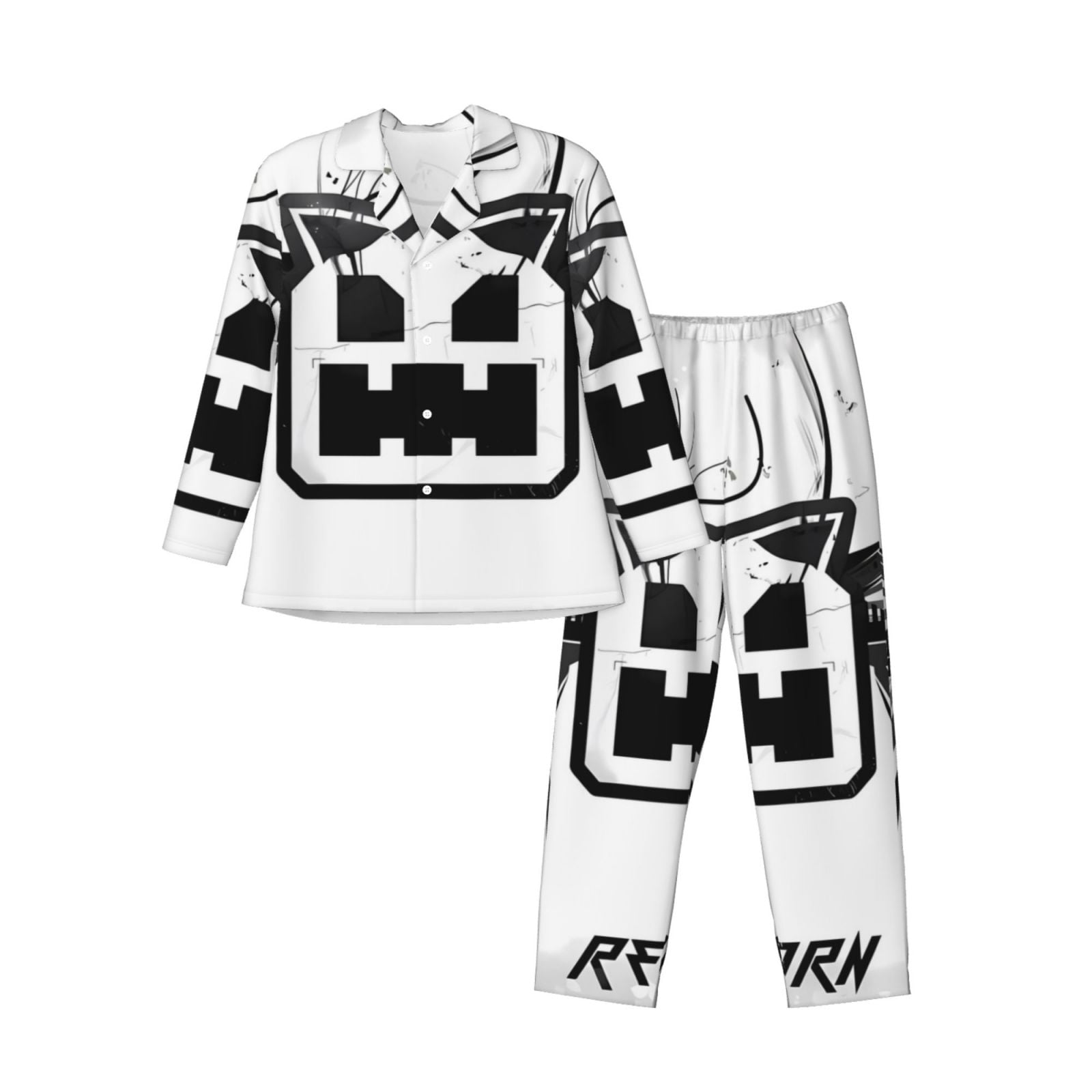 Luyuia Geometry Dash Printed Pajama Set with Long Sleeves, Two-Piece ...