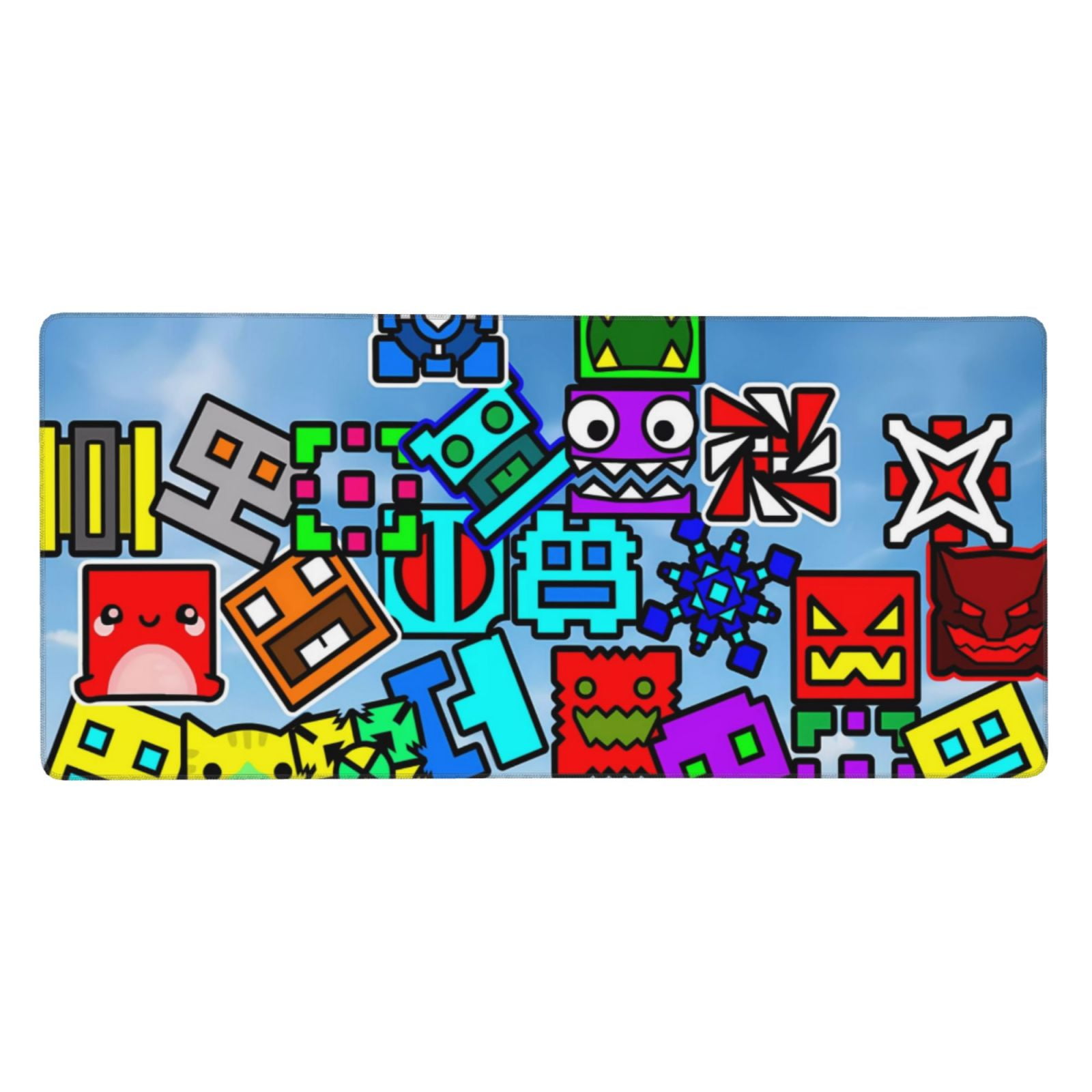 Horeoi Geometry Dash Print Rubber Keyboard Pad Mouse 16x35.5in Wireless ...