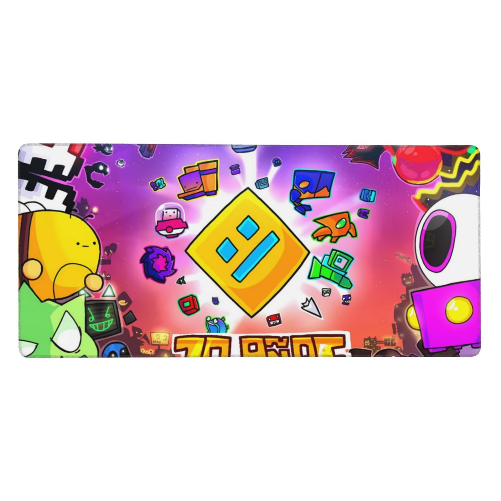 Horeoi Geometry Dash Print Rubber Keyboard Pad Mouse 16x35.5in Wireless ...