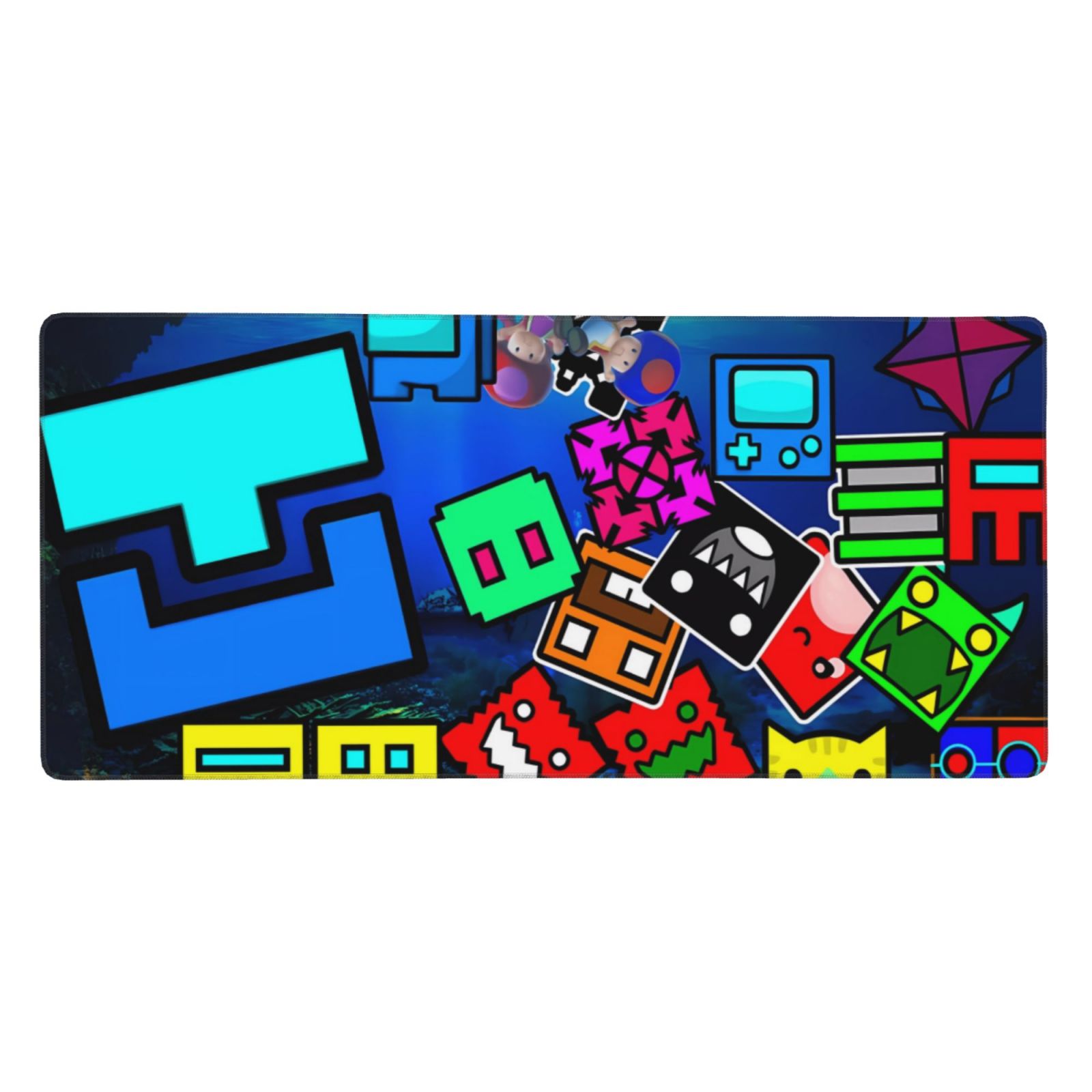 Horeoi Geometry Dash Print Rubber Keyboard Pad Mouse 16x35.5in Wireless ...