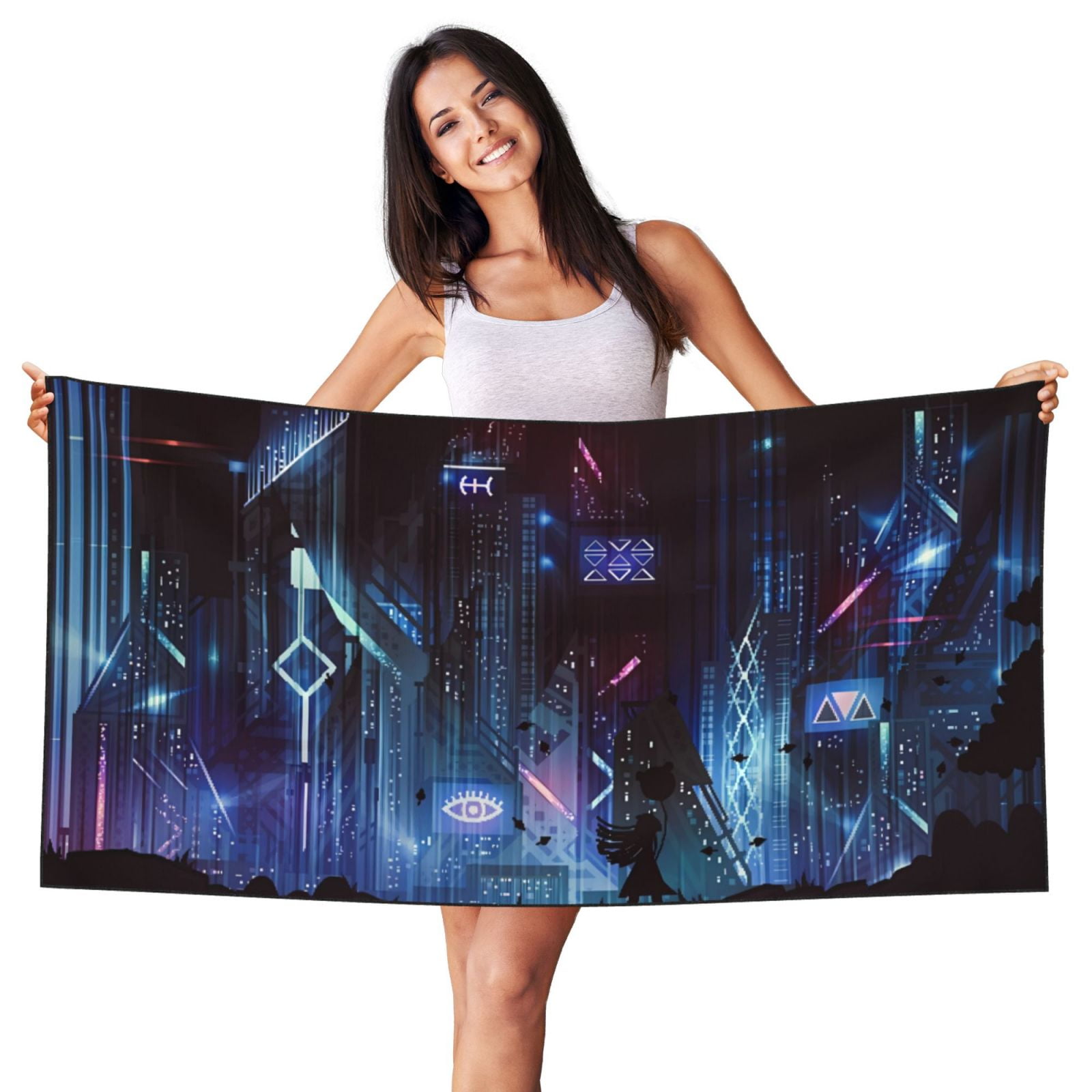 Horeoi Geometry Dash Print Silver Fox Velvet Beach Towel Towel for Home ...