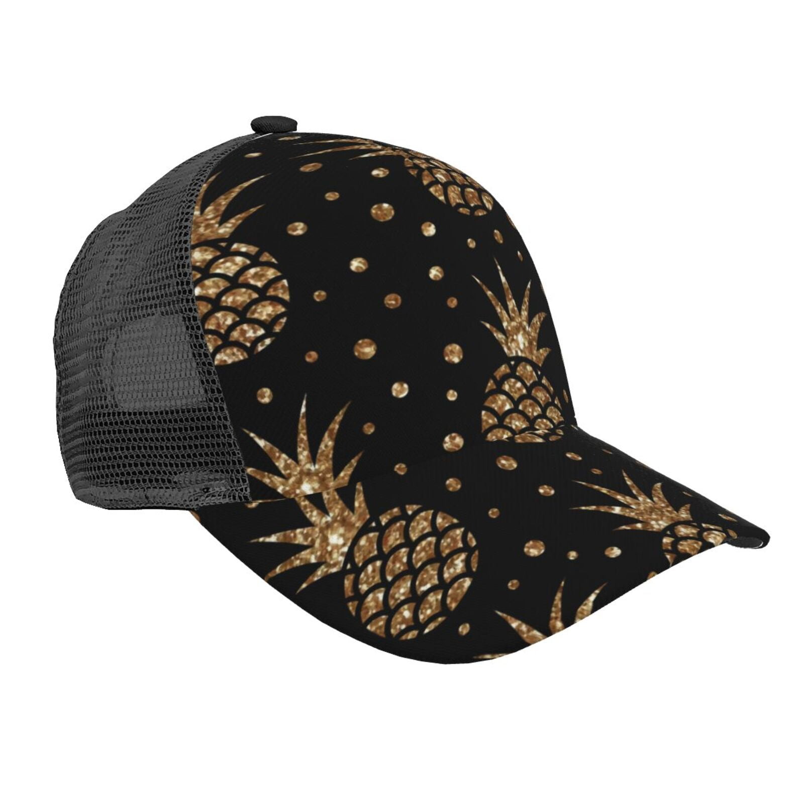 Horeoi Gold Glitter Pineapples Pattern Baseball Cap, Retro Adjustable ...