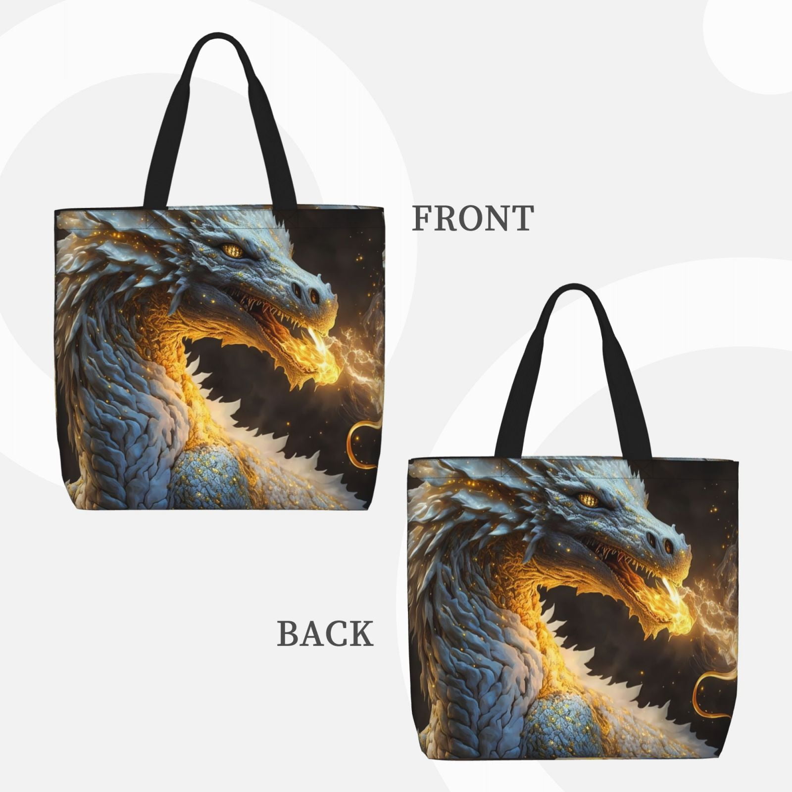 Horeoi Golden White Fire Dragon for Reinforced Shoulder Tote Bag ...
