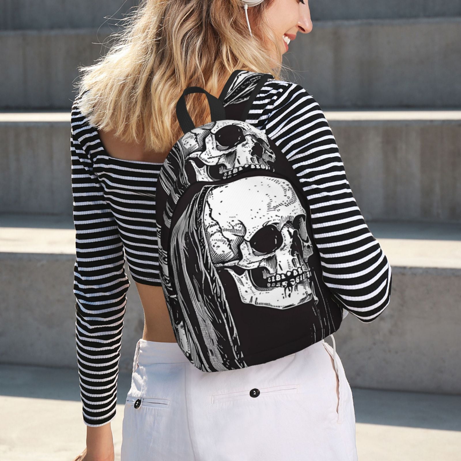 Horeoi Gothic Skull Drape for Canvas Backpack for School Outdoor Travel ...