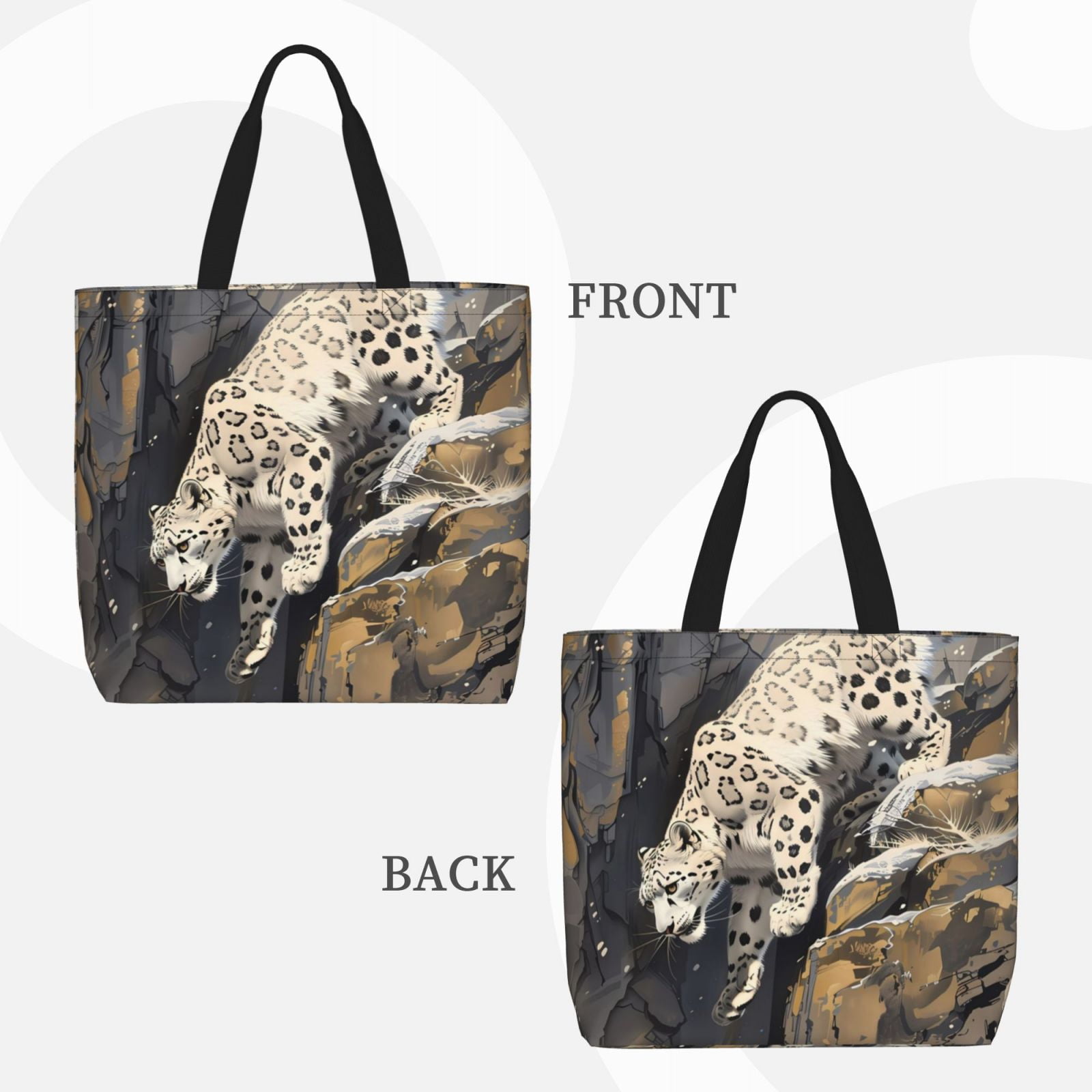 Horeoi Graceful Snow Leopard for Reinforced Shoulder Tote Bag Scratch ...