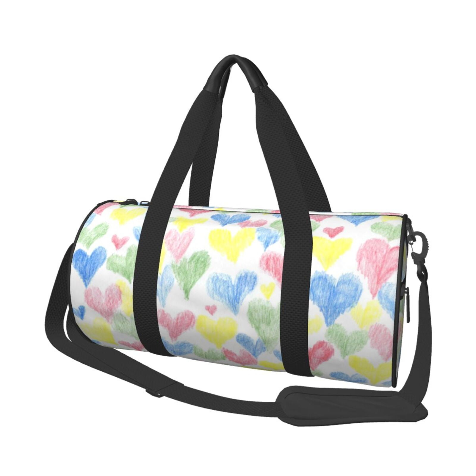 Horeoi Hand Drawn Colored Hearts Print Foldable Travel Duffle Bag with ...