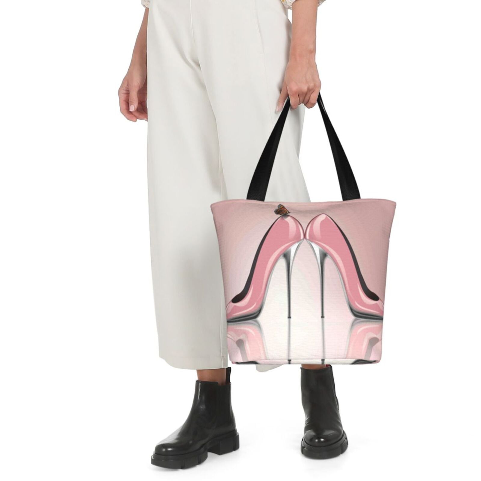 Horeoi High Heel Shoes Butterfly Print Shoulder Bag for Women Large ...