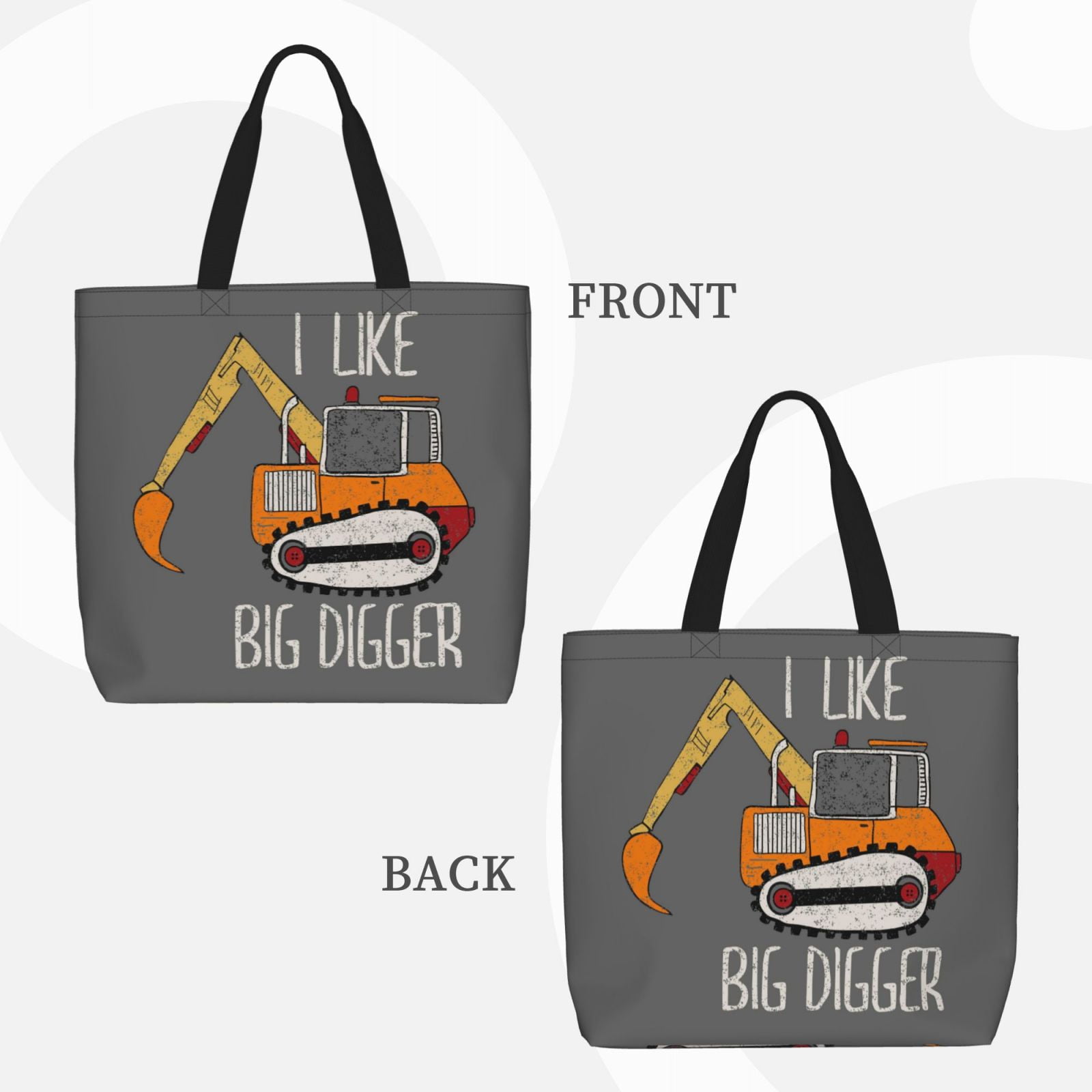 Horeoi I Like Big Digger for Reinforced Shoulder Tote Bag Scratch-Proof ...