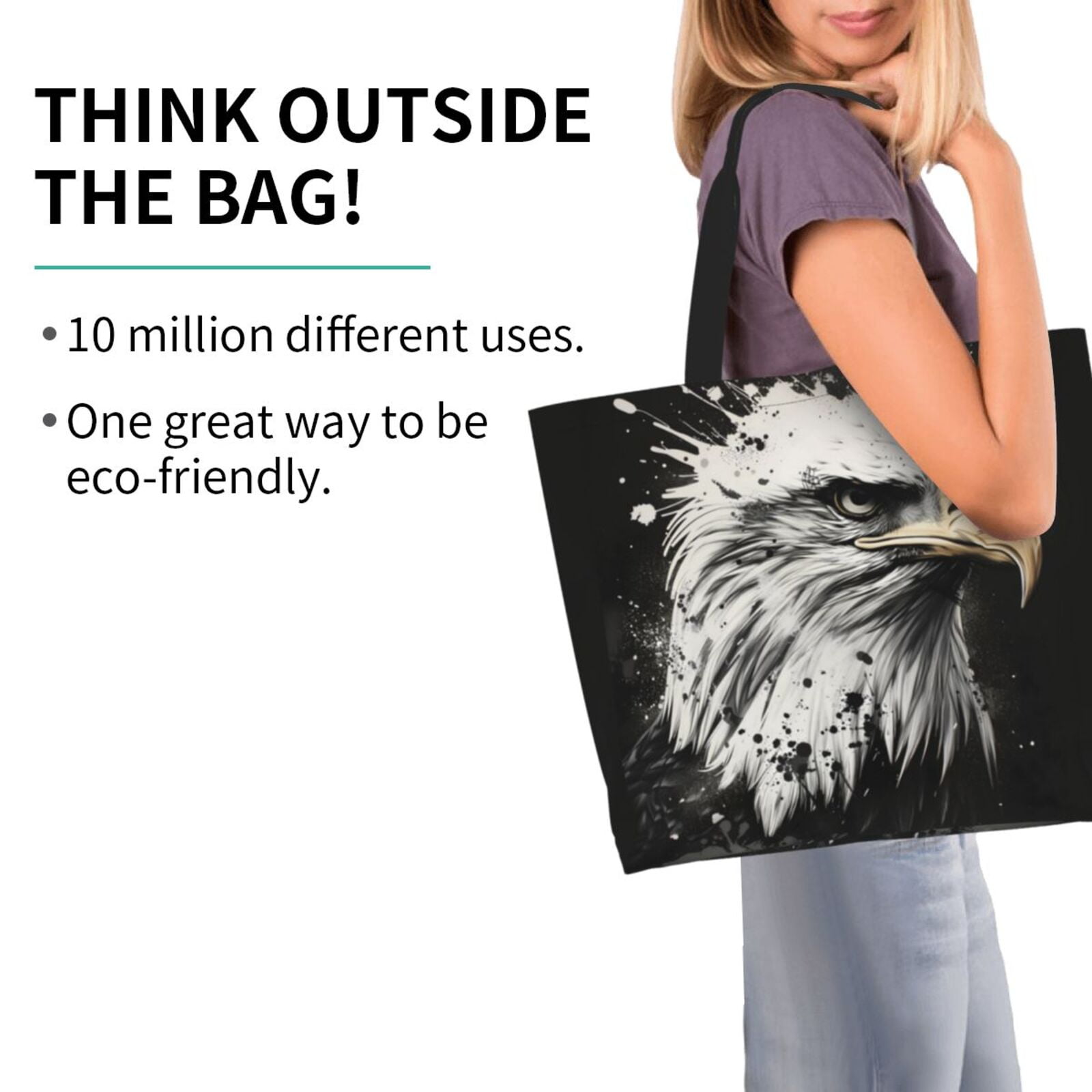 Horeoi Ink Style Bald Eagle Pattern Minimalist Crossbody Bag for Women ...