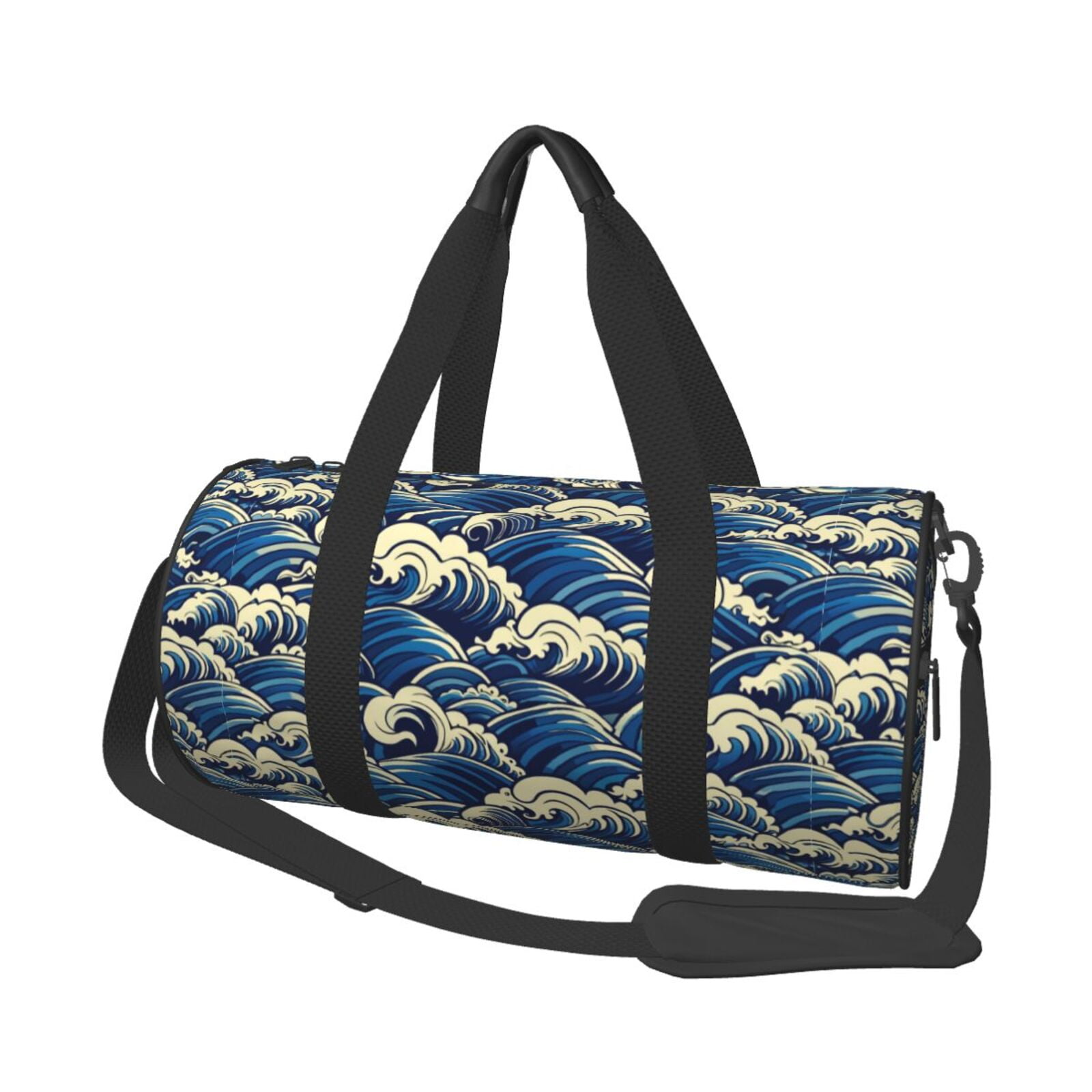 Horeoi Japanese Water Wave Print Foldable Travel Duffle Bag with ...