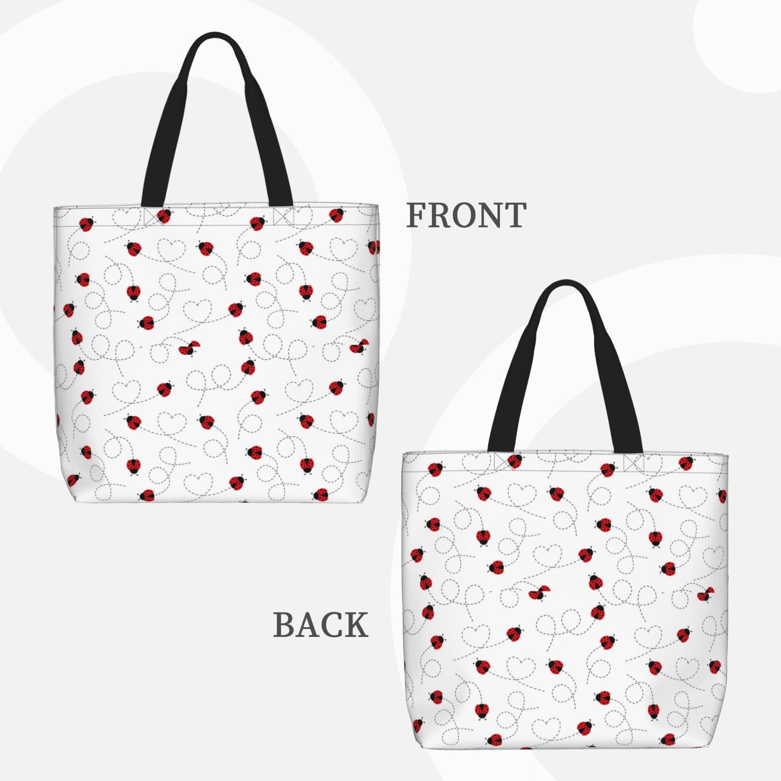 Horeoi Ladybugs Flying On Dotted Route for Reinforced Shoulder Tote Bag ...