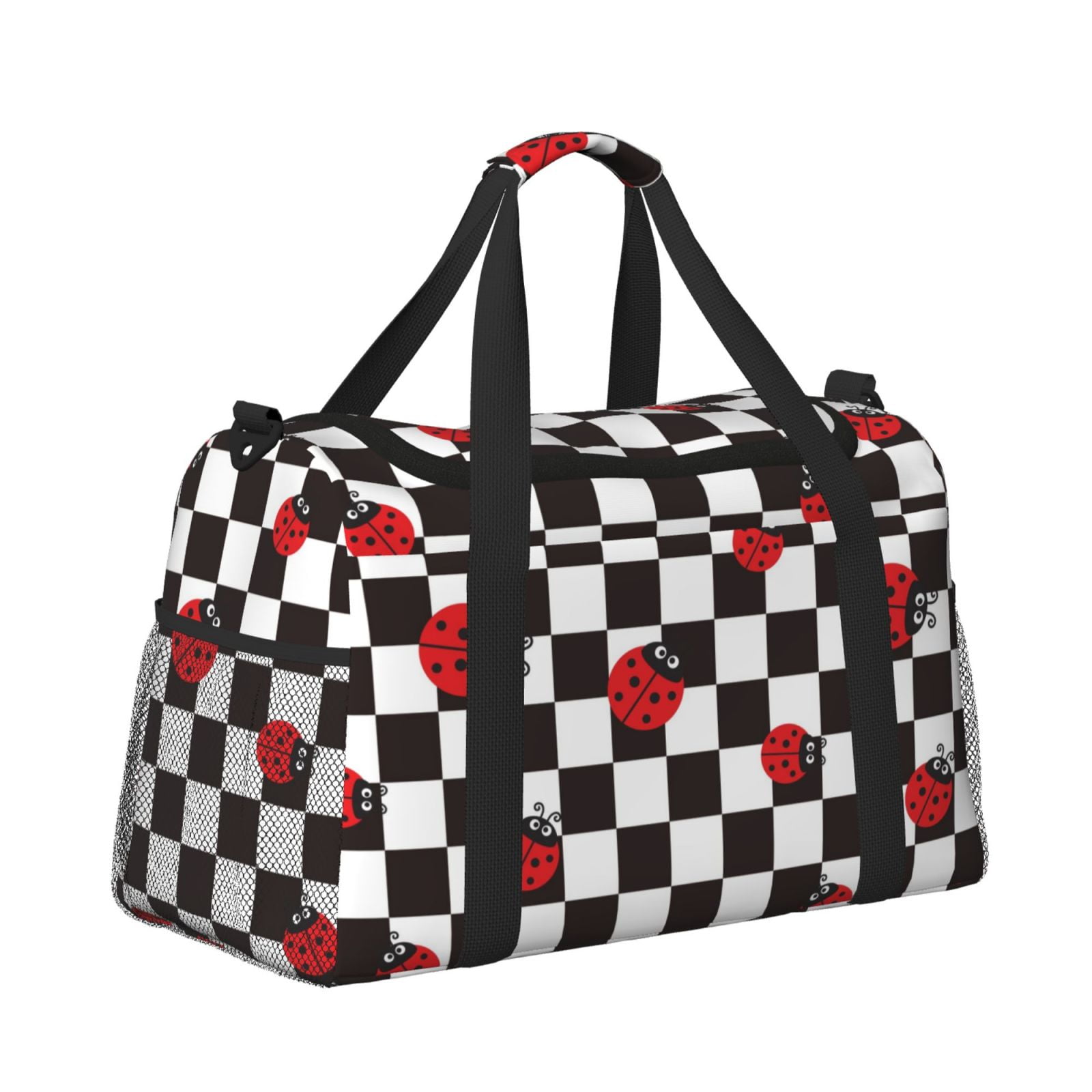 Horeoi Ladybugs Of Black And White Checkers for Travel Duffle Bag with ...