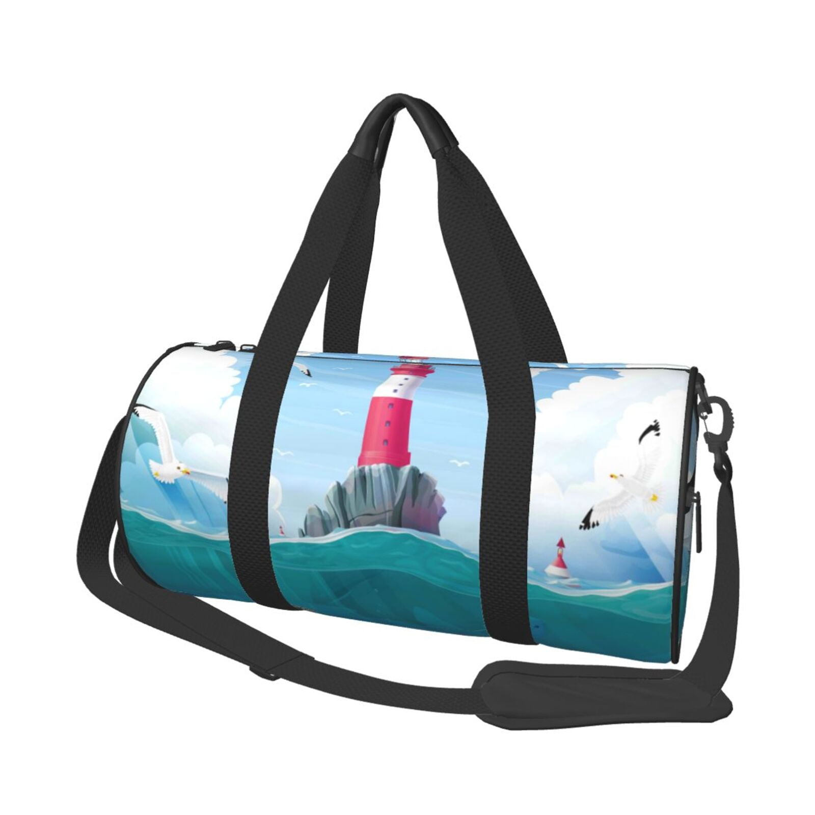 Horeoi Lighthouse Sea Port Print Foldable Travel Duffle Bag with ...
