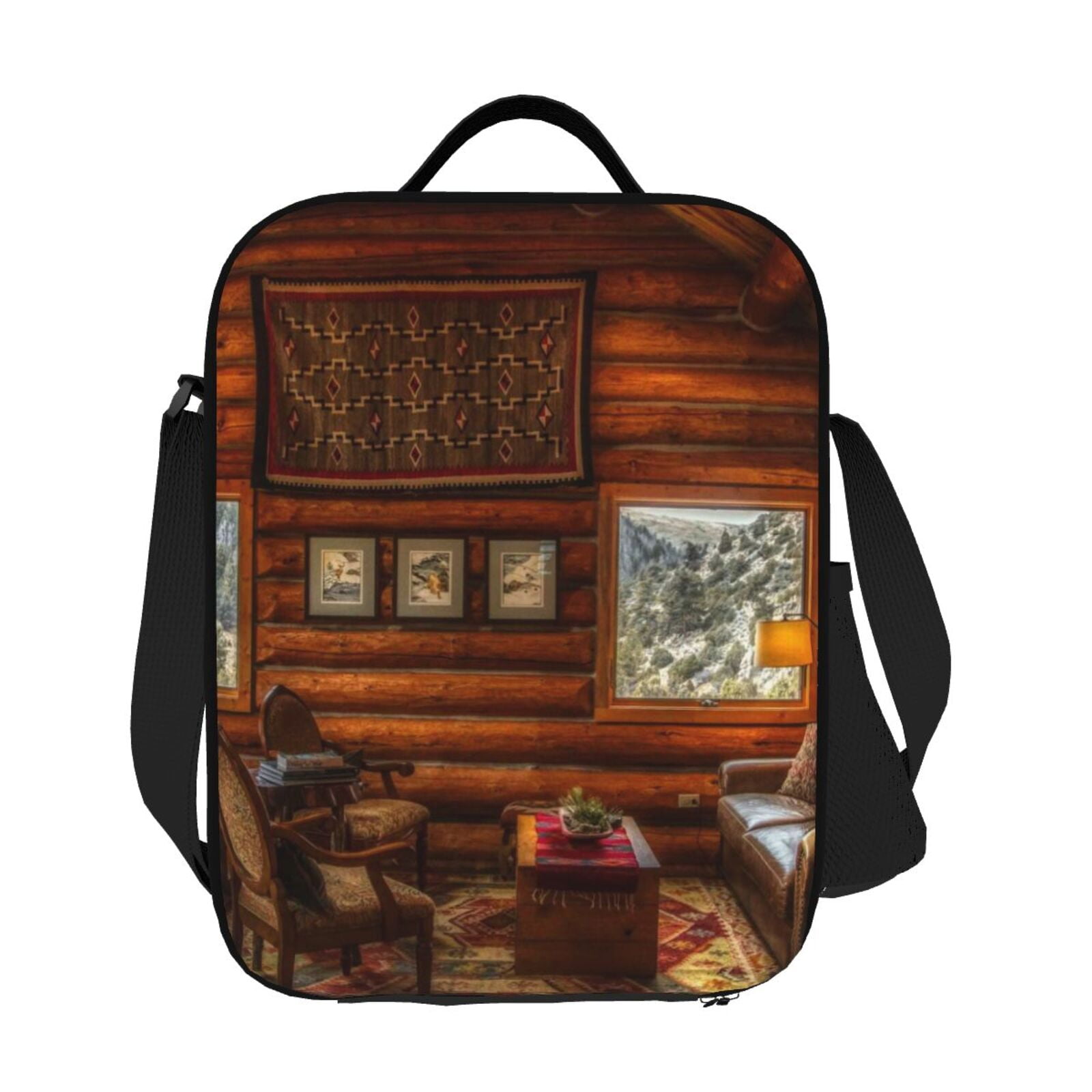 Horeoi Log Cabin Inside Pattern Insulated Thermal Lunch Bag with ...