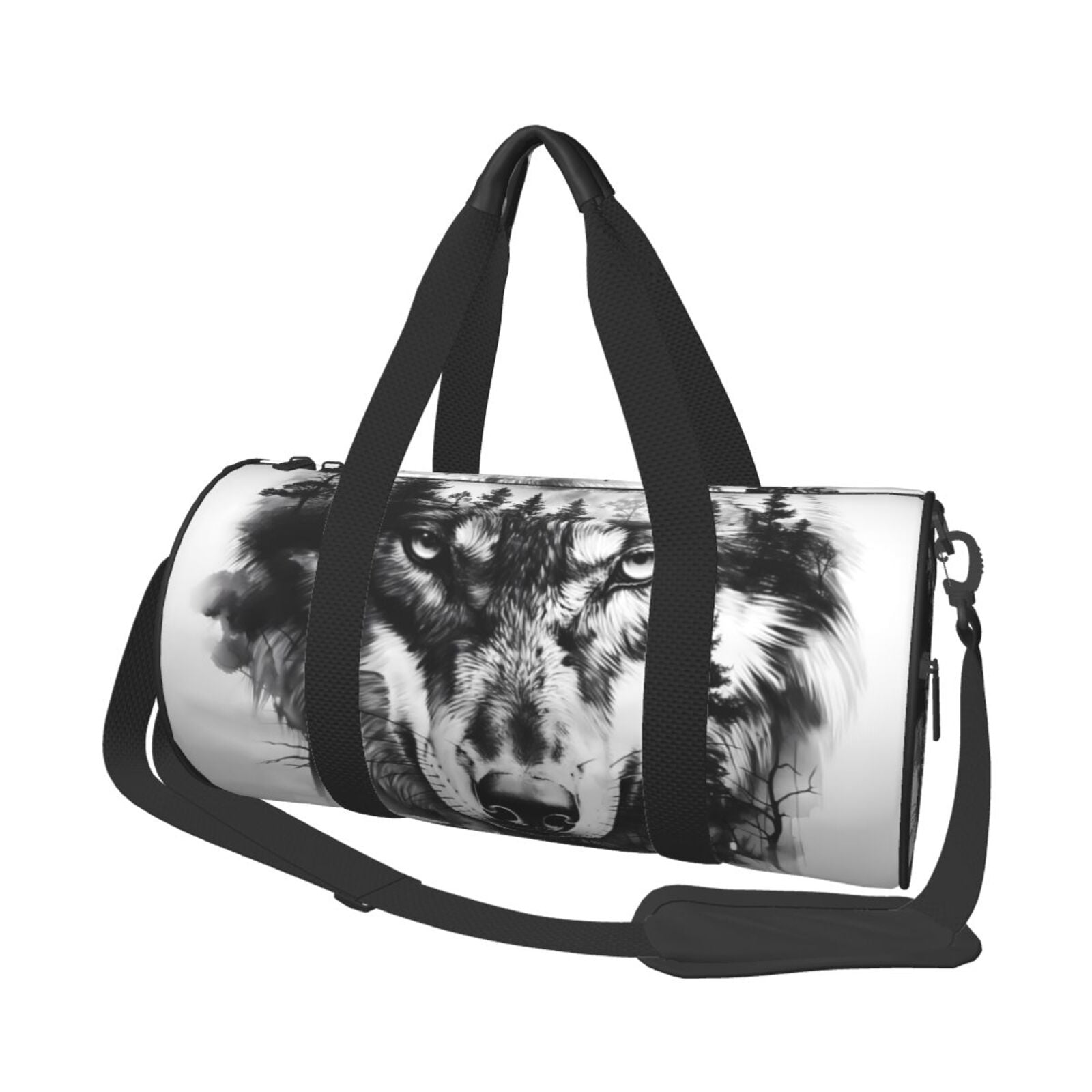 Horeoi Majestic Wolf Landscape Print Foldable Travel Duffle Bag with ...