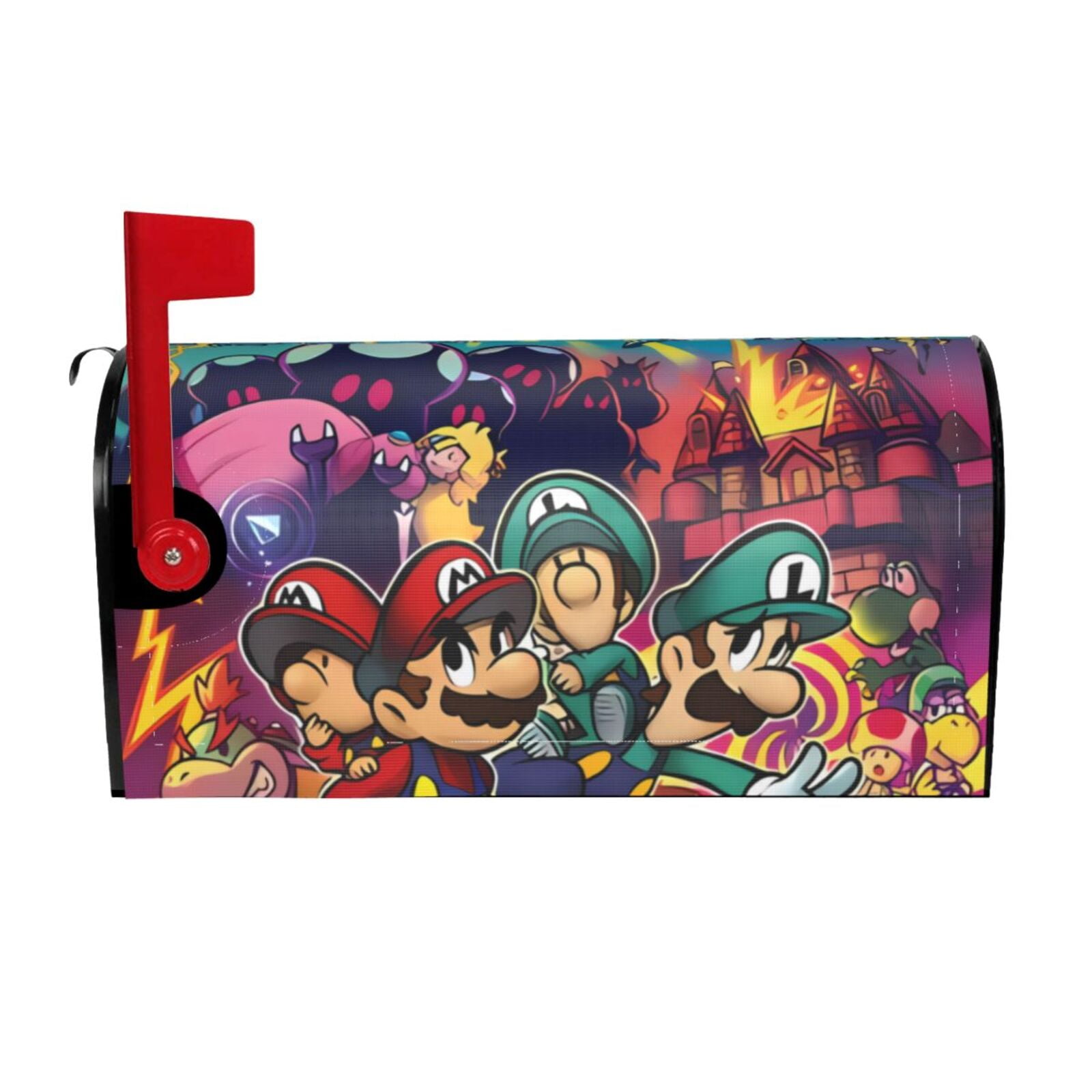 Horeoi Mario Print Mailbox Cover Winter Magnetic Mailbox for Garden ...