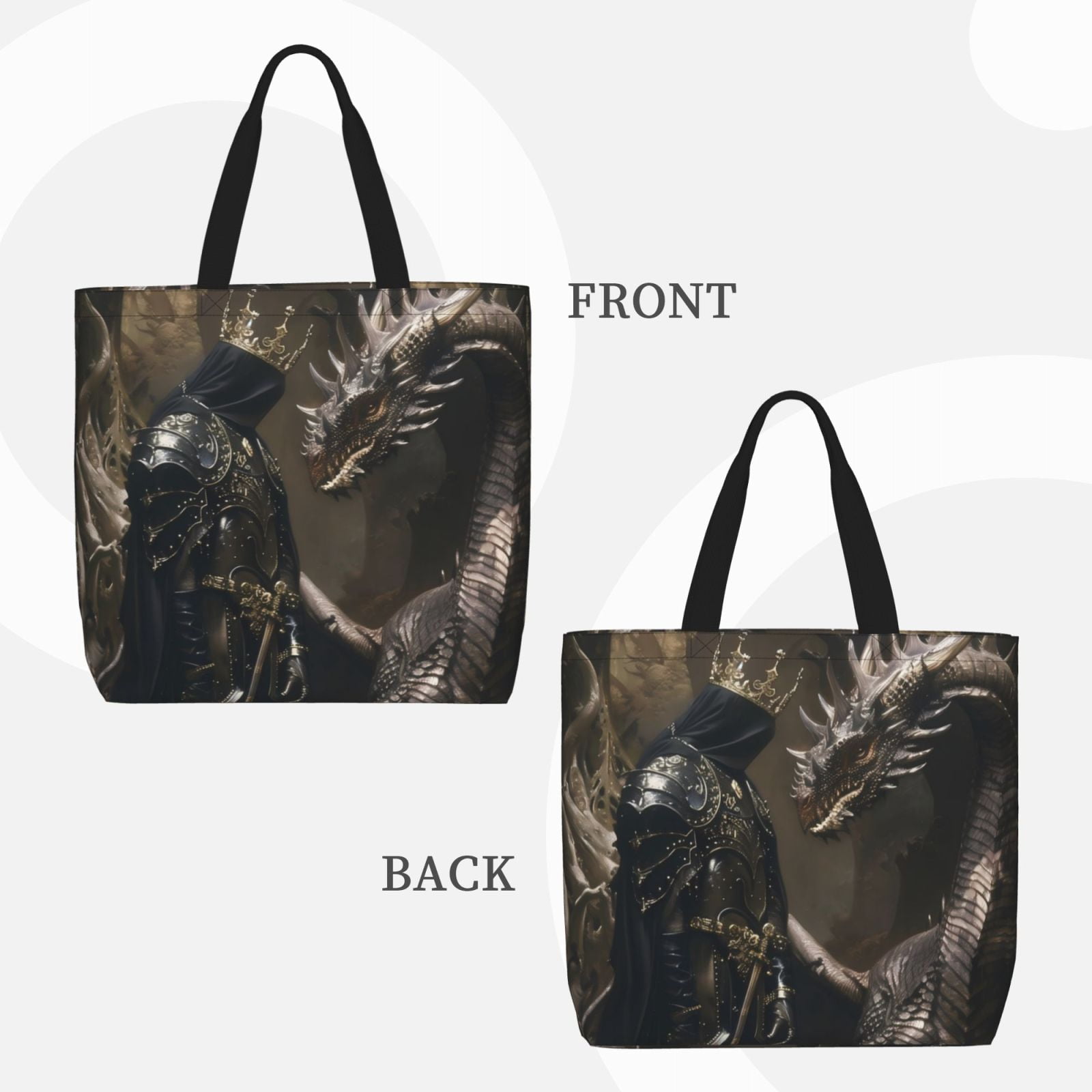 Horeoi Medieval Knight And Dragon for Reinforced Shoulder Tote Bag ...