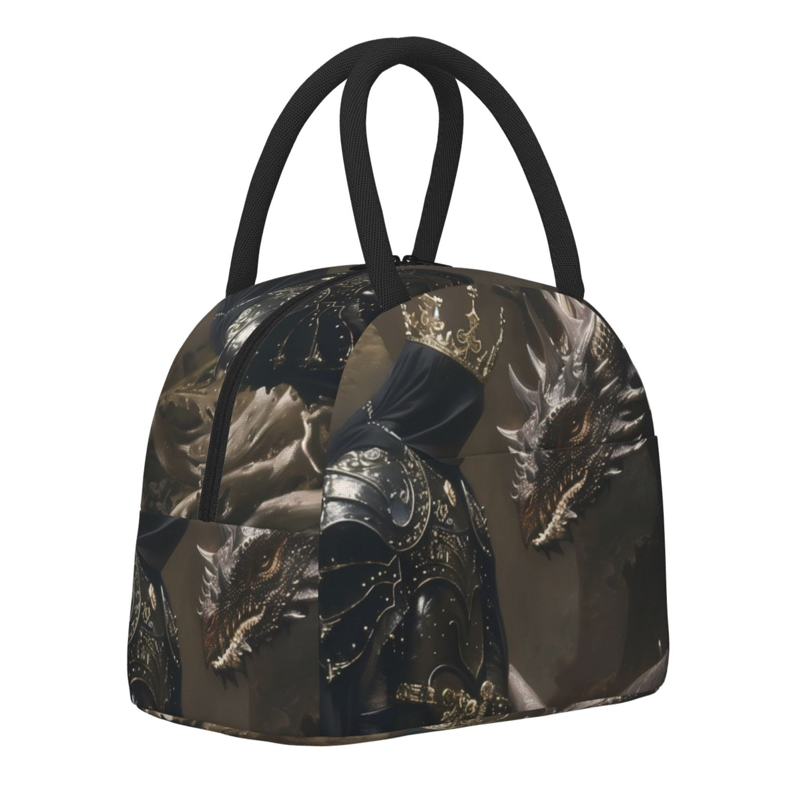 Horeoi Medieval Knight And Dragon Pattern Large Insulated Lunch Bag for ...