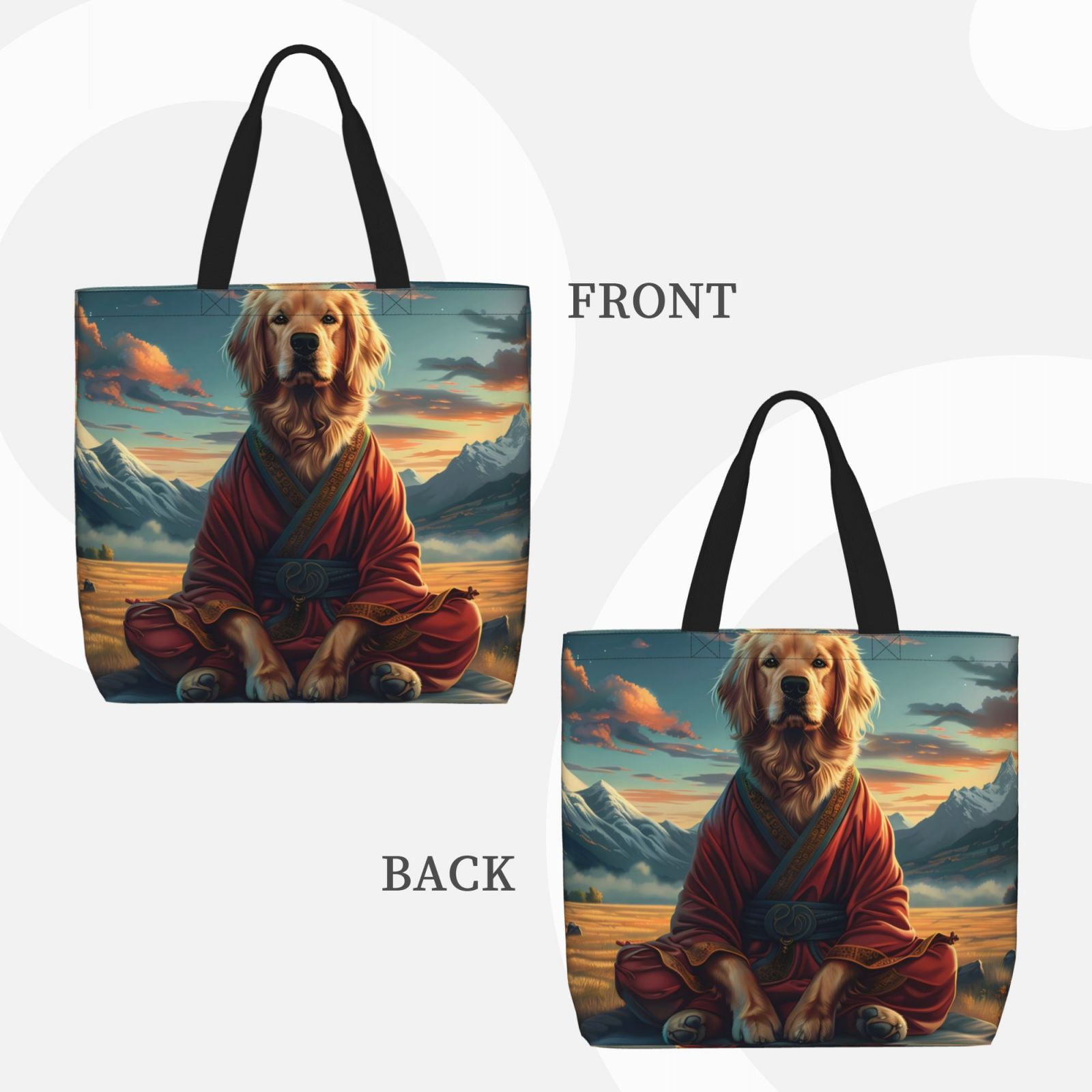 Horeoi Meditating Golden Retriever for Reinforced Shoulder Tote Bag ...