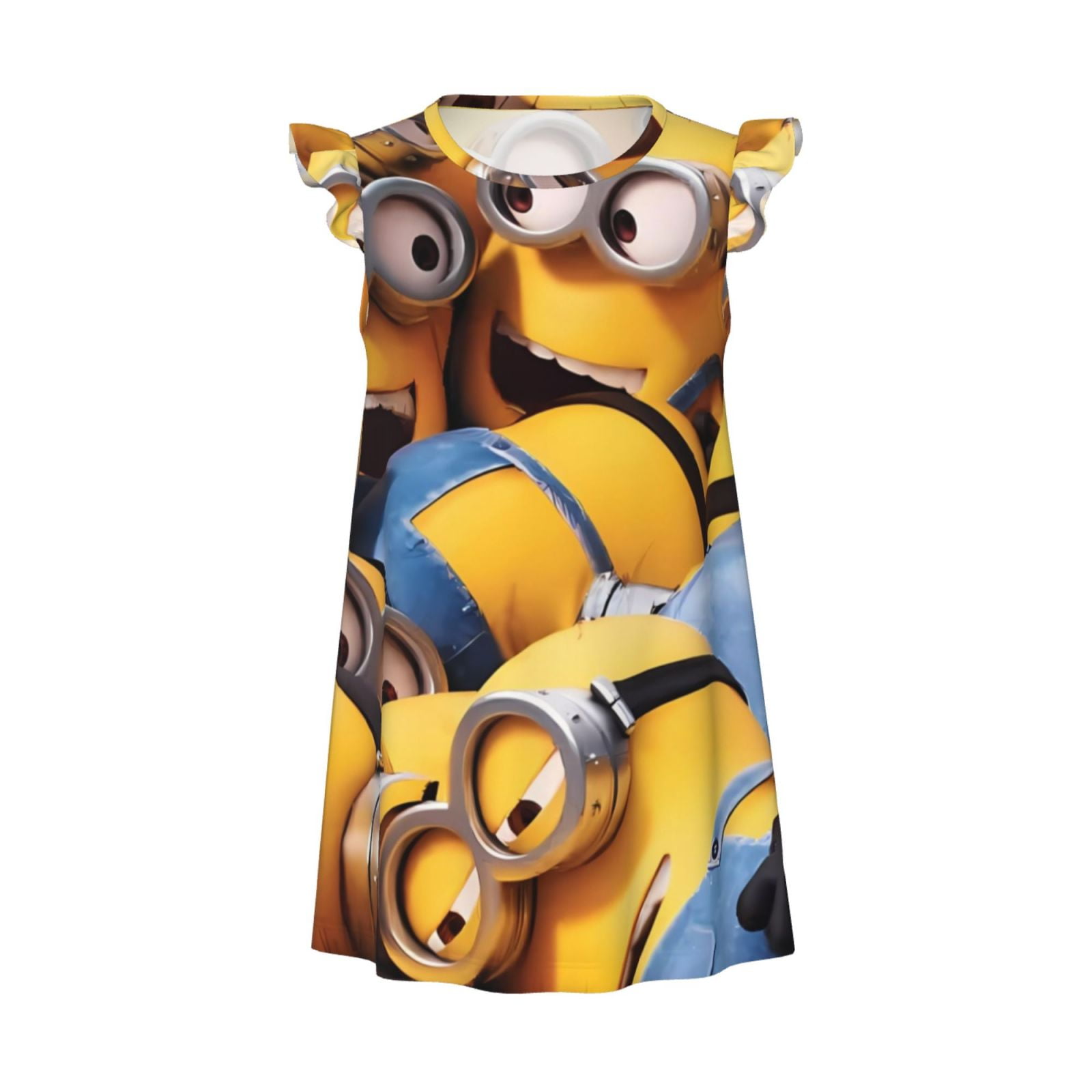 Horeoi Minions Print Girls Princess Nightgowns Flutter Sleeves Night ...