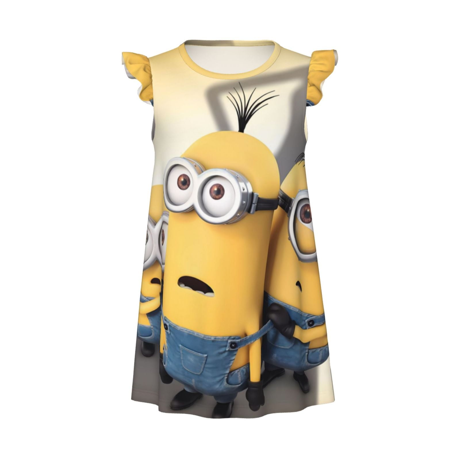 Horeoi Minions Print Girls Princess Nightgowns Flutter Sleeves Night ...