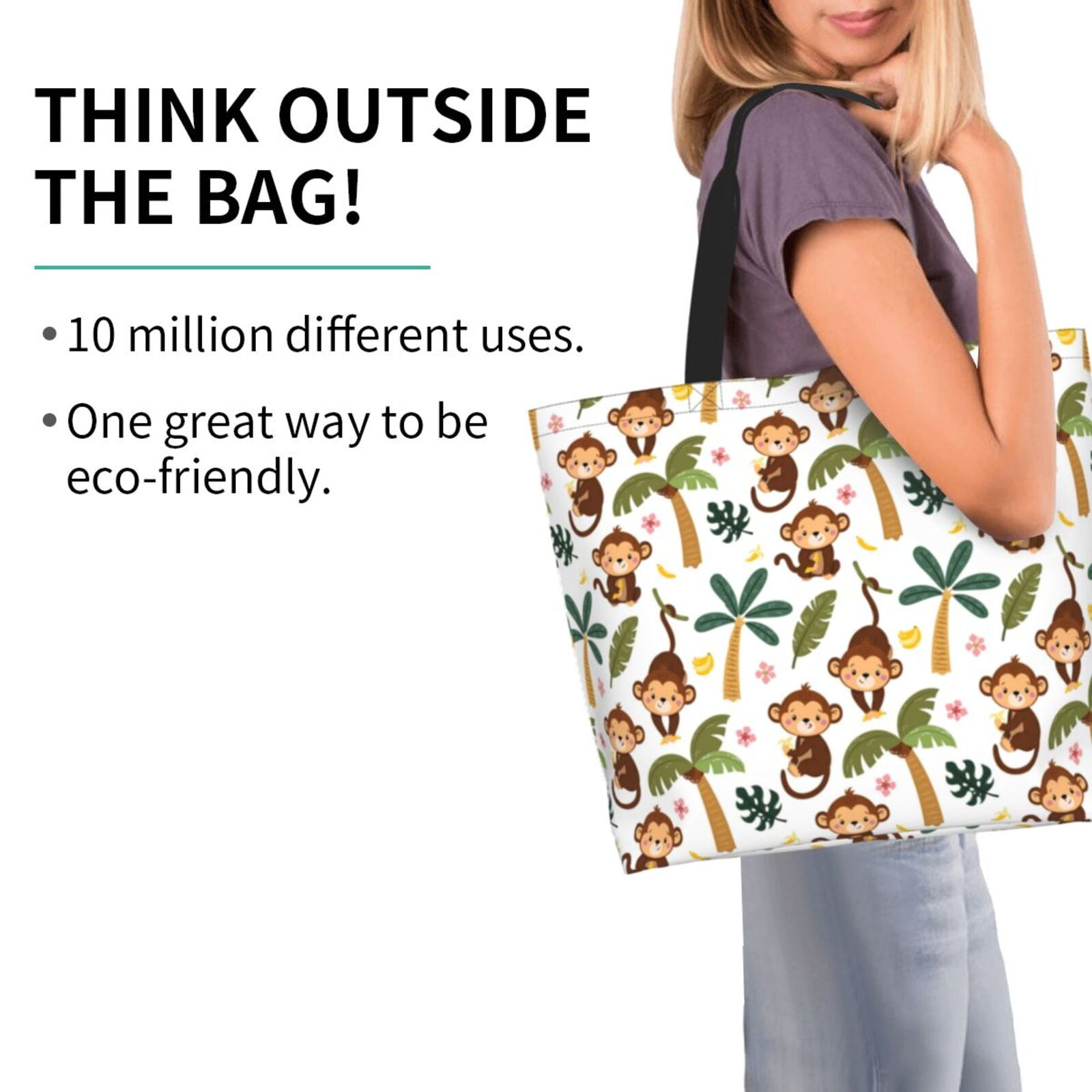 Horeoi Monkeys Swinging from Palms Pattern Minimalist Crossbody Bag for ...