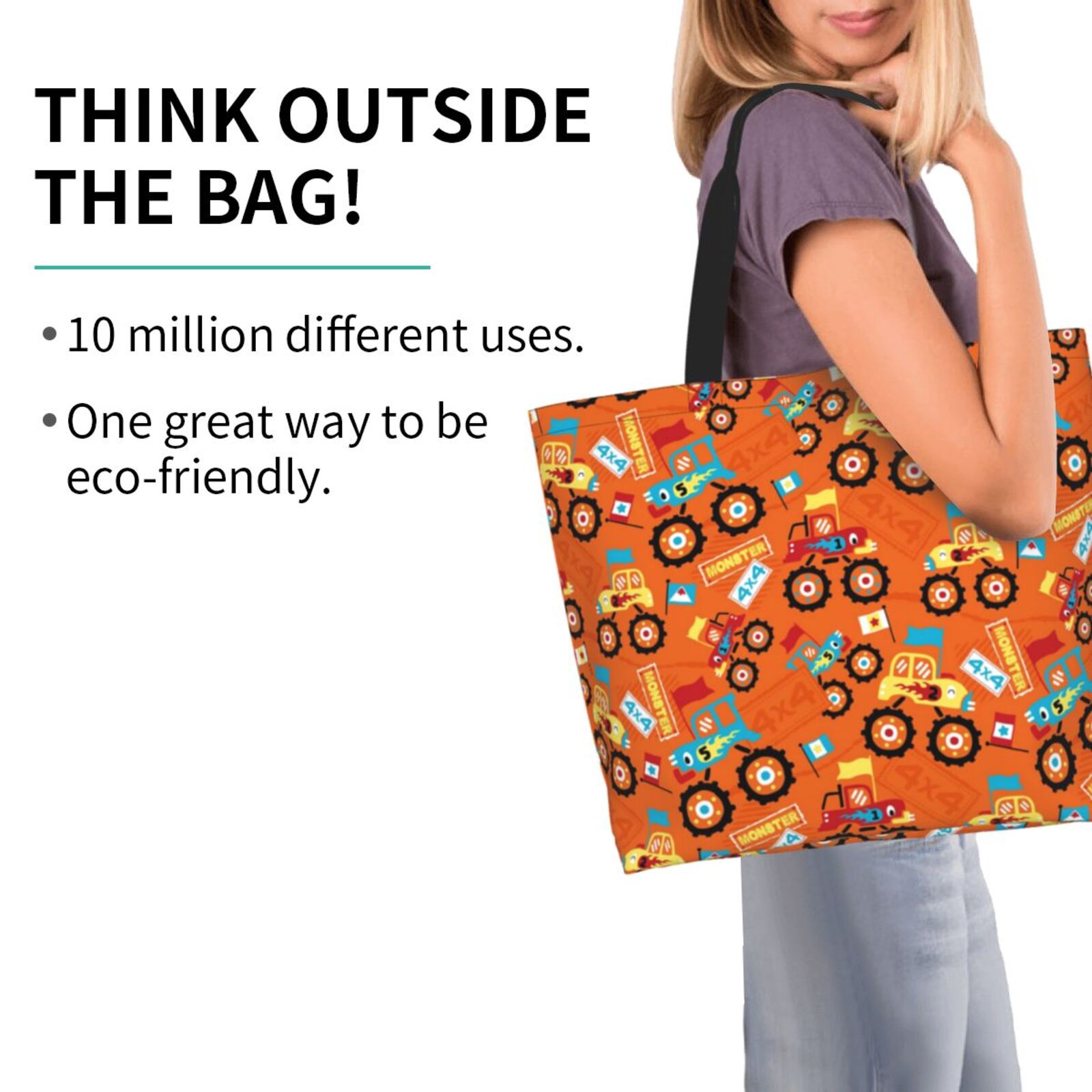 Horeoi Monster Truck,Truck Cartoon Pattern Minimalist Crossbody Bag for ...