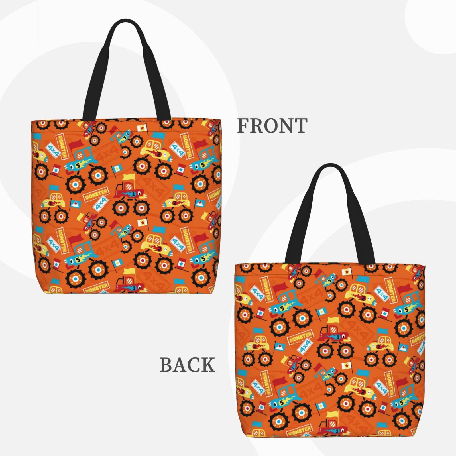 Horeoi Monster Truck,Truck Cartoon for Reinforced Shoulder Tote Bag ...