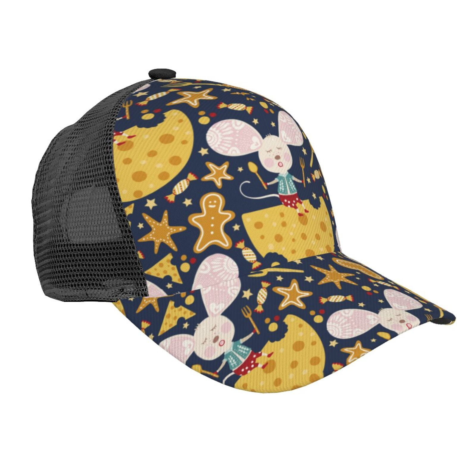 Horeoi Mouse Cheese Pattern Baseball Cap, Retro Adjustable Dad Hats ...