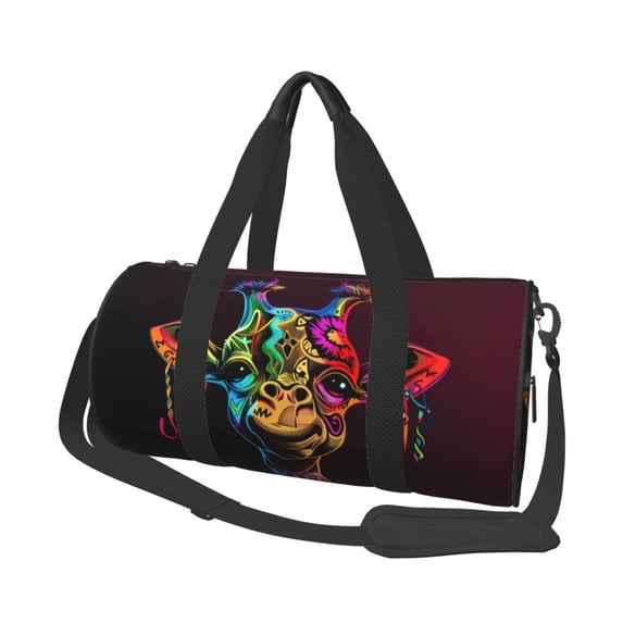 Horeoi Neon Psychedelic Giraffe Print Foldable Travel Duffle Bag with ...