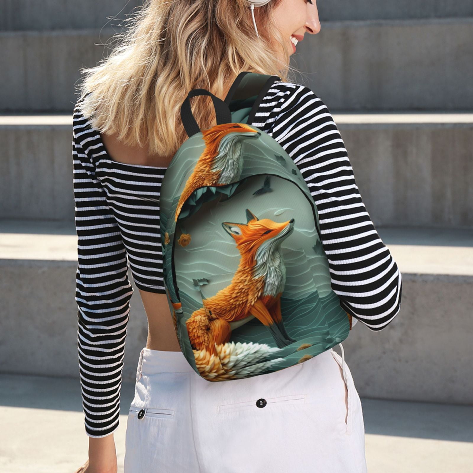 Horeoi Paper Fox Crow Fantasy for Canvas Backpack for School Outdoor ...