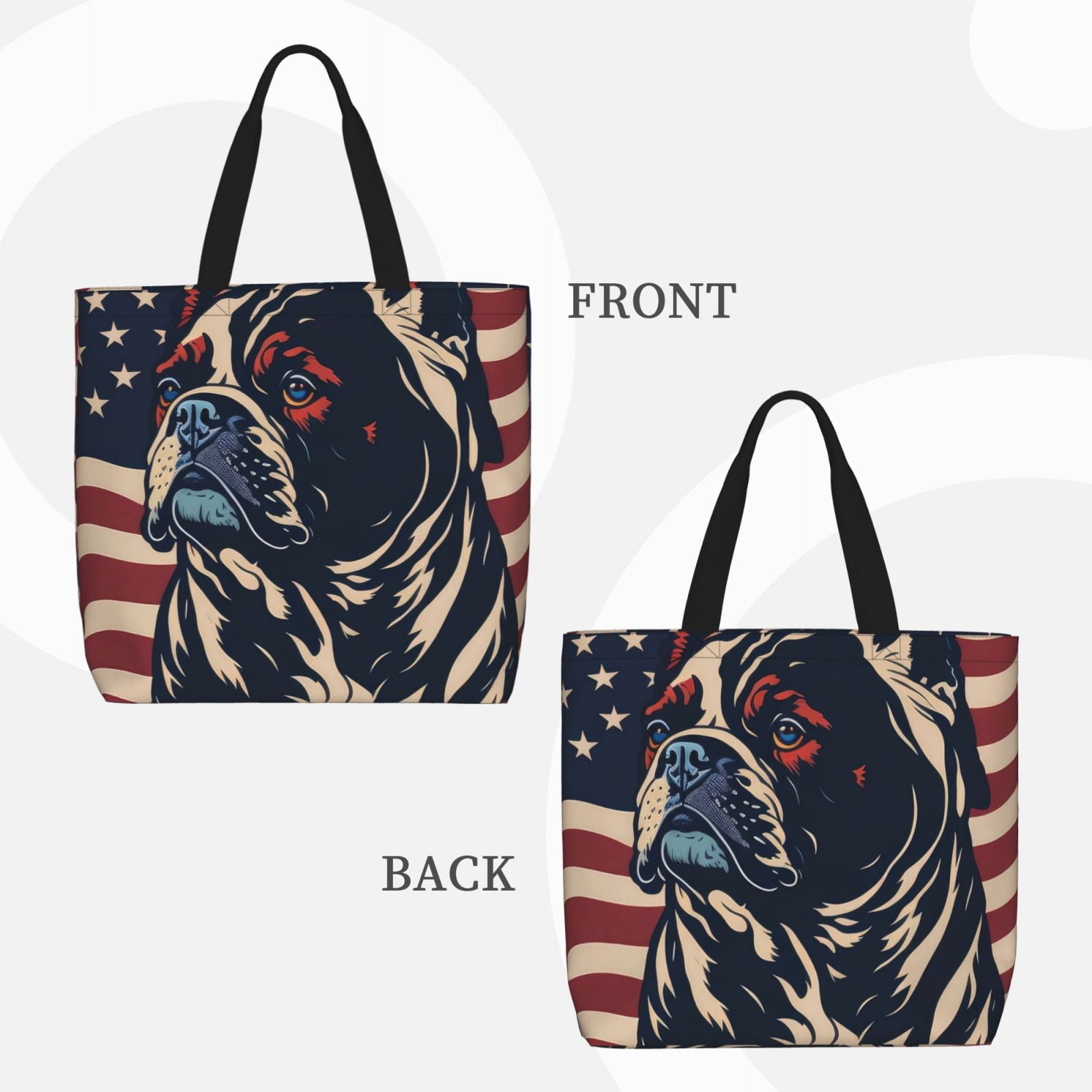 Horeoi Patriotic Bulldog Art for Reinforced Shoulder Tote Bag Scratch ...