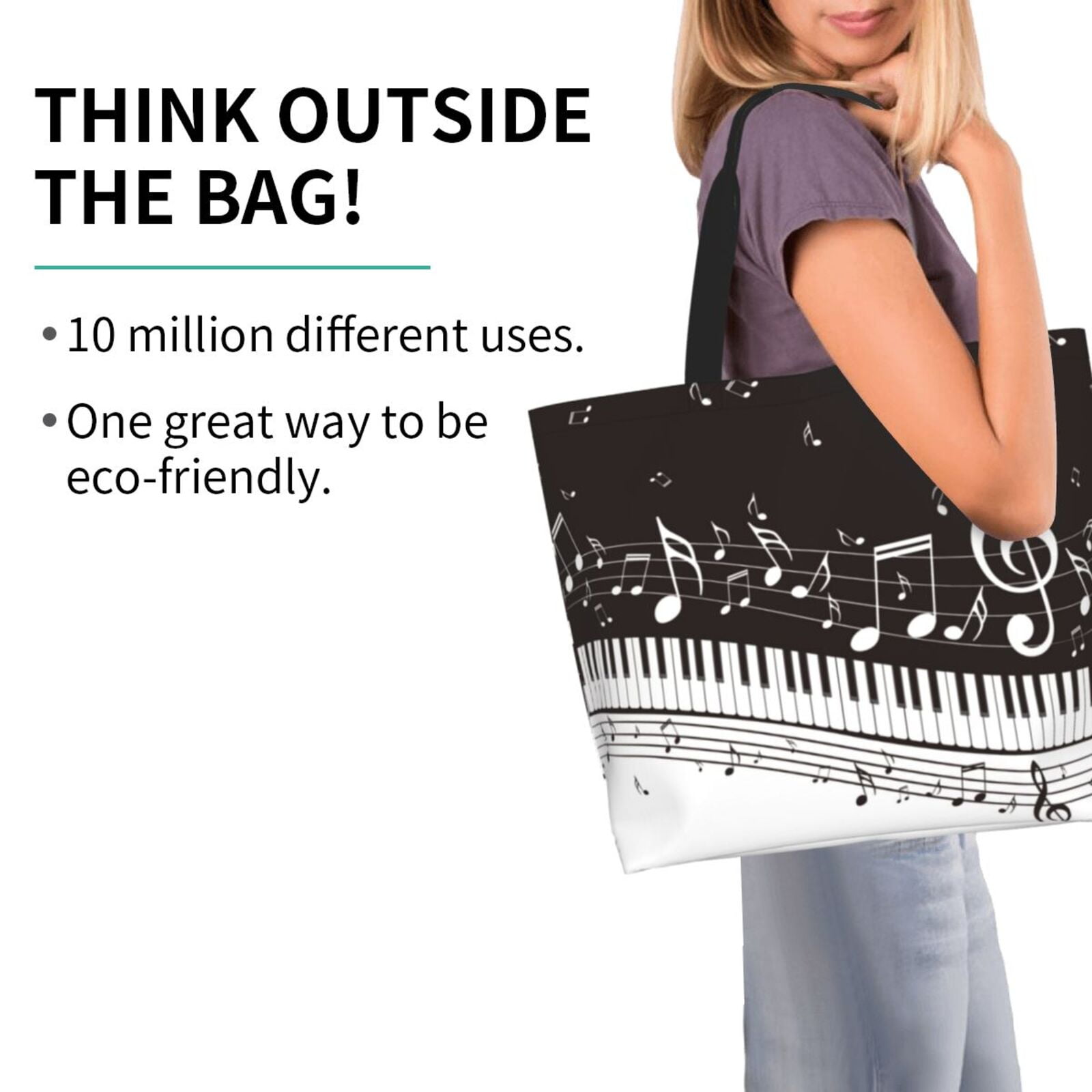 Horeoi Piano Keys With Musical Notes Pattern Minimalist Crossbody Bag ...