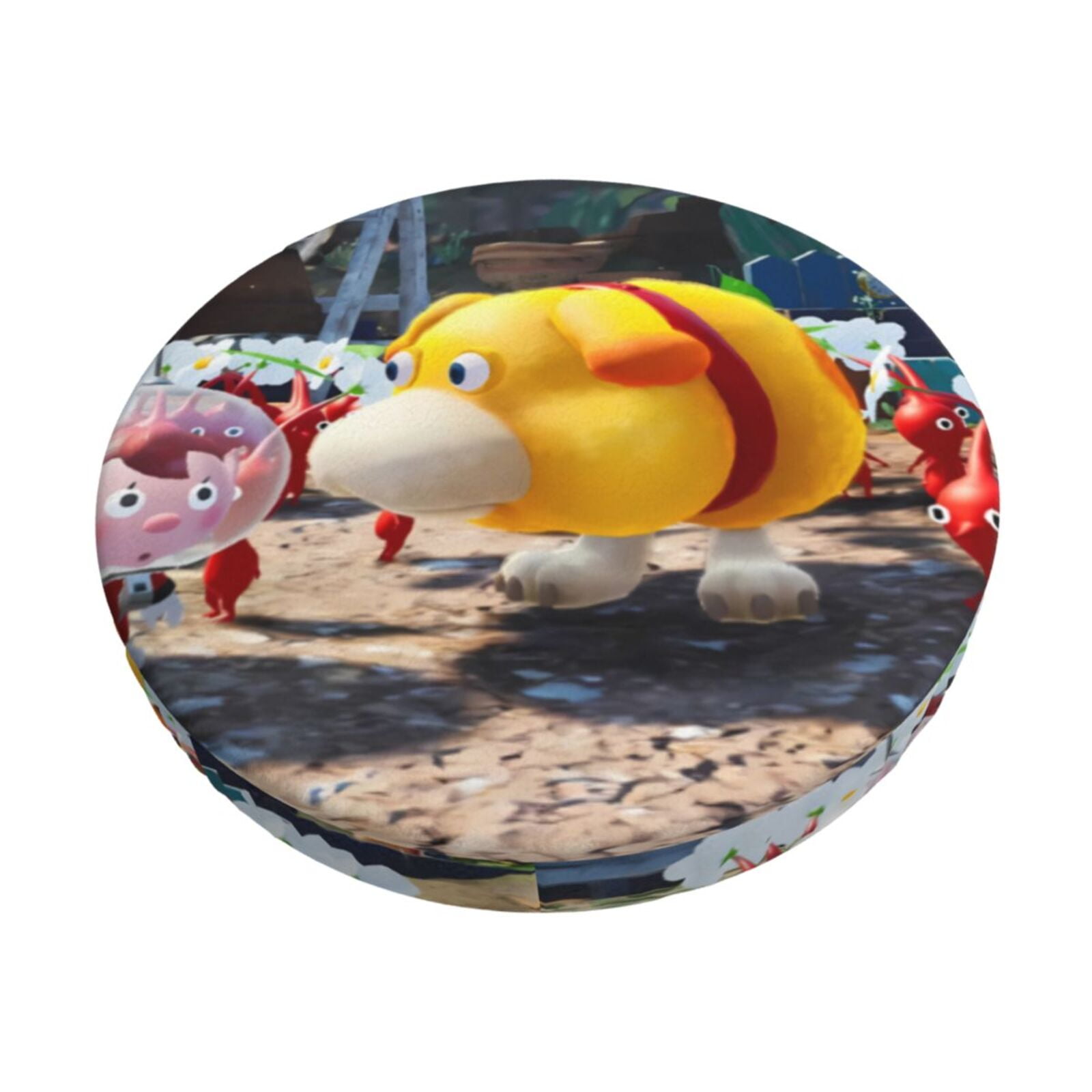 Horeoi Pikmin Print Bar Stool Cover Cushion with Elastic Fabric Round ...