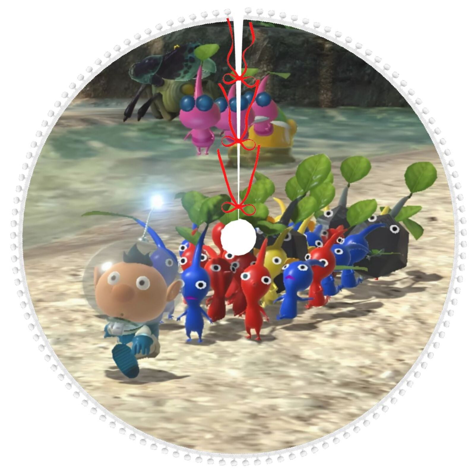 Horeoi Pikmin Print Christmas Rug for 6Ft Tree, Rustic Farmhouse ...