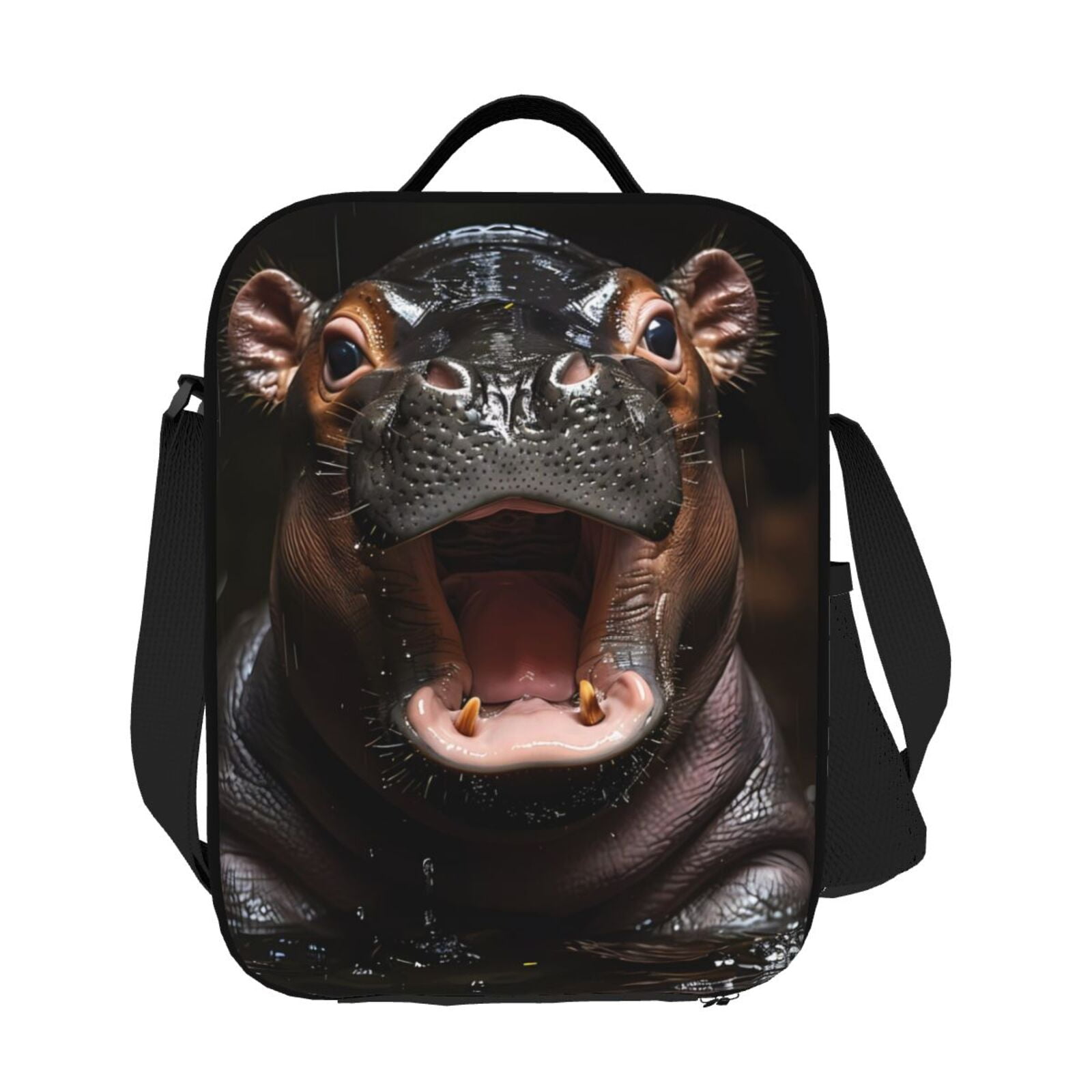 Horeoi Playful Baby Hippo Splash Pattern Insulated Thermal Lunch Bag ...